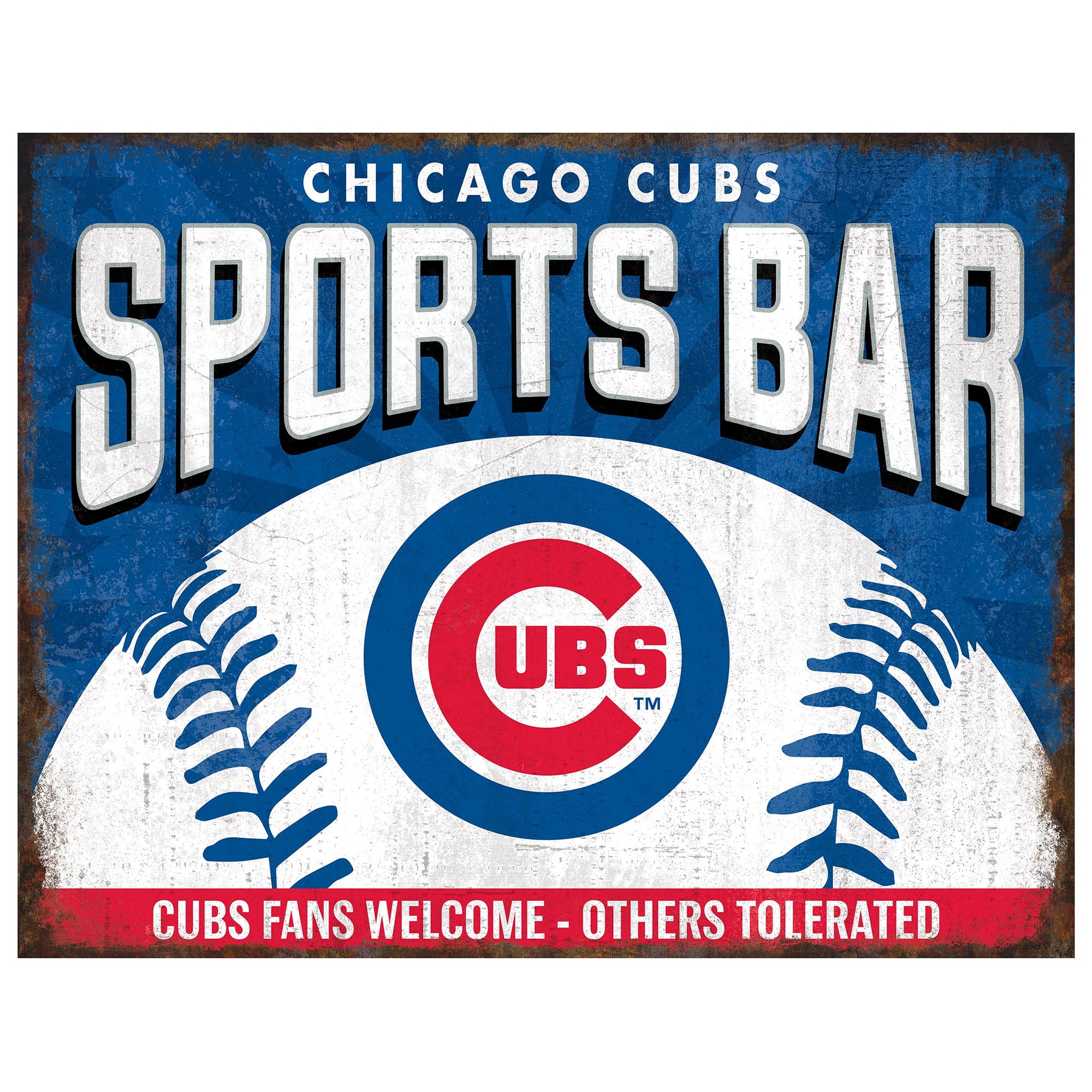 Chicago Cubs 12" x 8" Sports Bar Metal Sign - Walmart.com