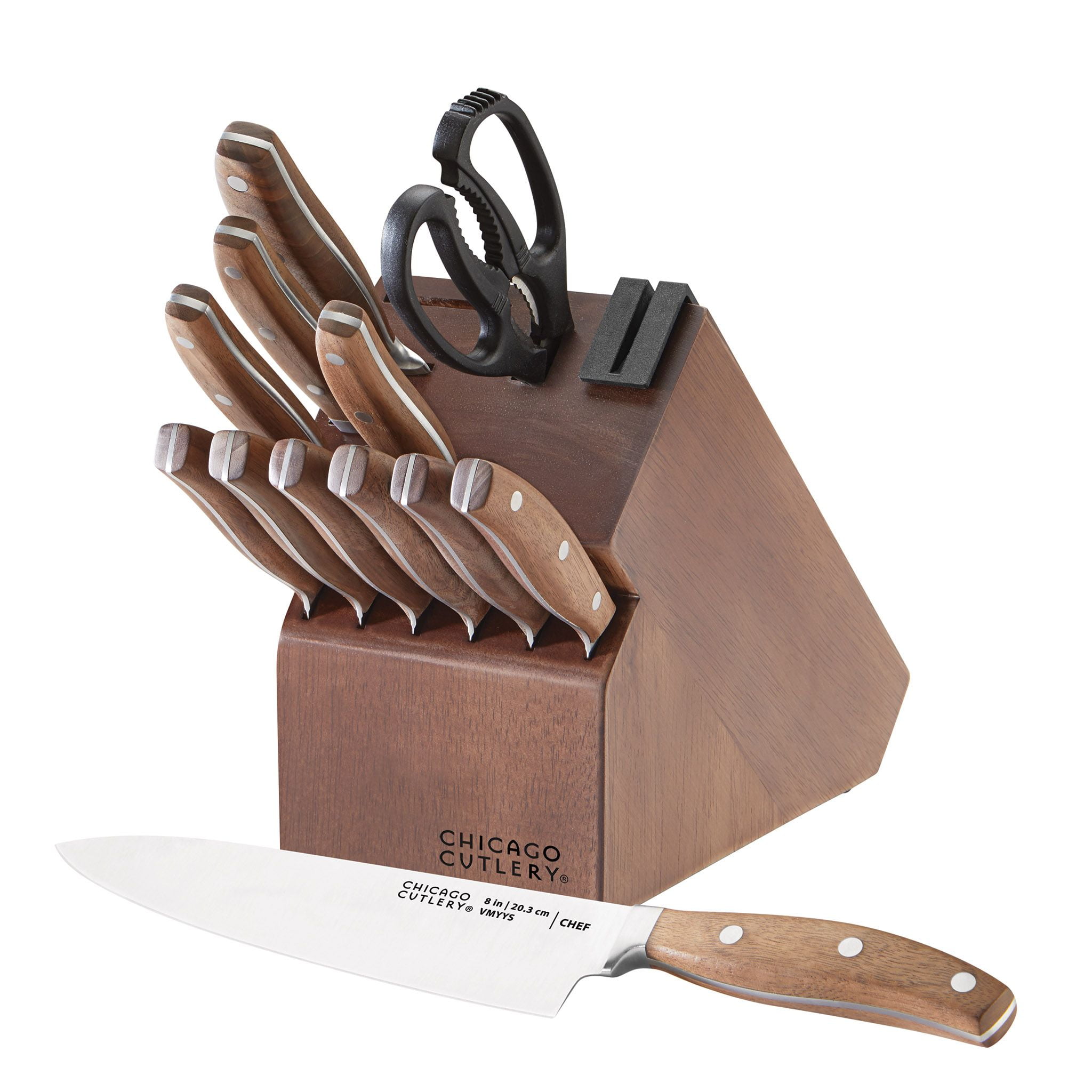 Chicago Cutlery Signature Edge Walnut 13-piece Knife Block Set ...