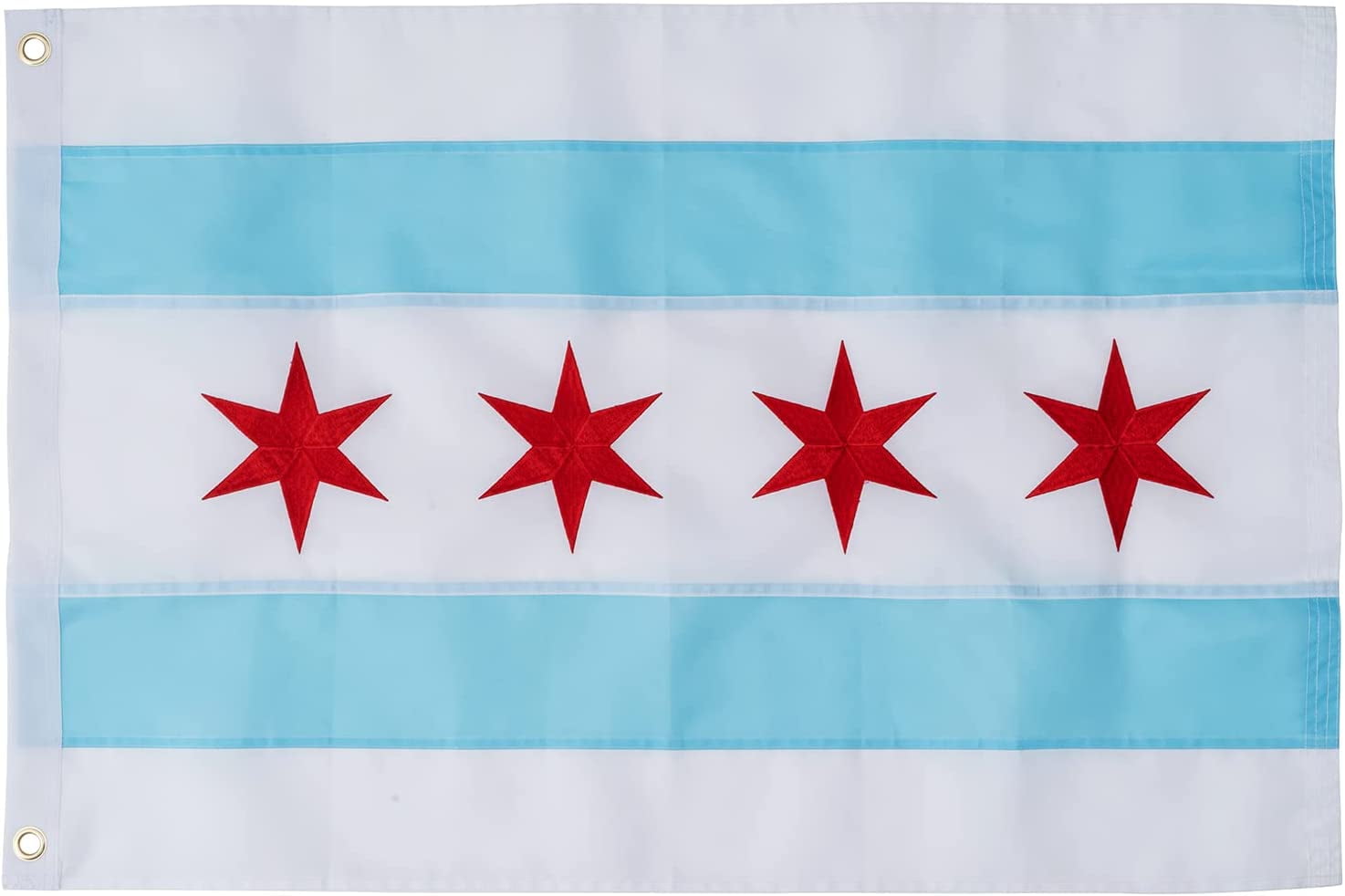 Chicago Flag 2x3 FT - Double Sided Embroidery Star with 2 Brass ...