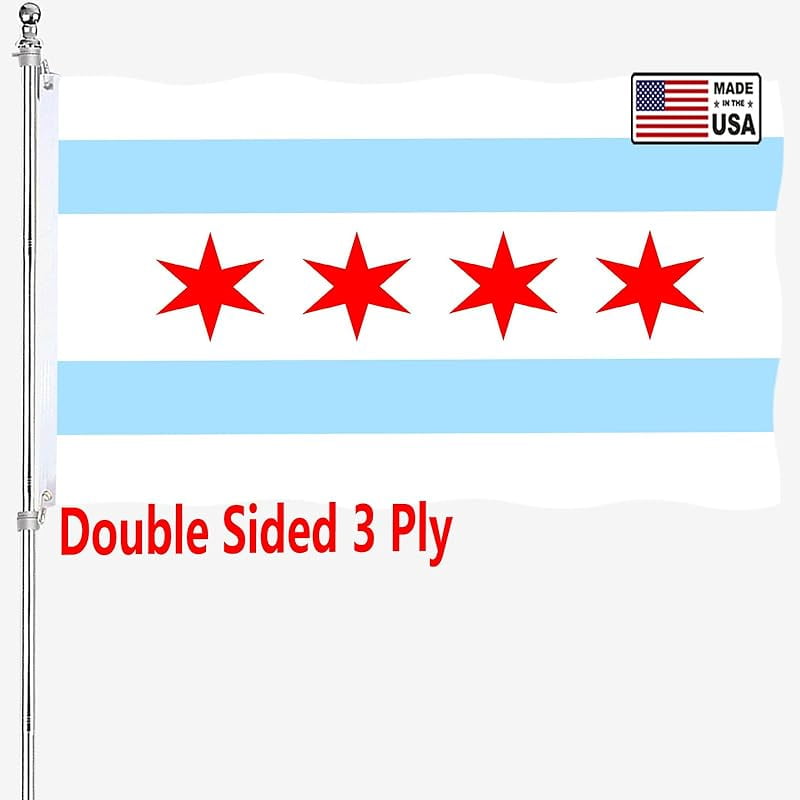 Chicago Flag 3x5 Double Sided Outdoor State Flags Heavy Duty 3 Ply with ...