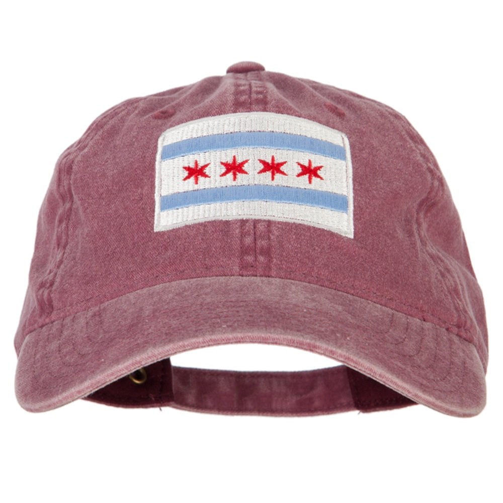 Chicago Flag Embroidered Washed Cotton Twill Cap - Maroon OSFM ...