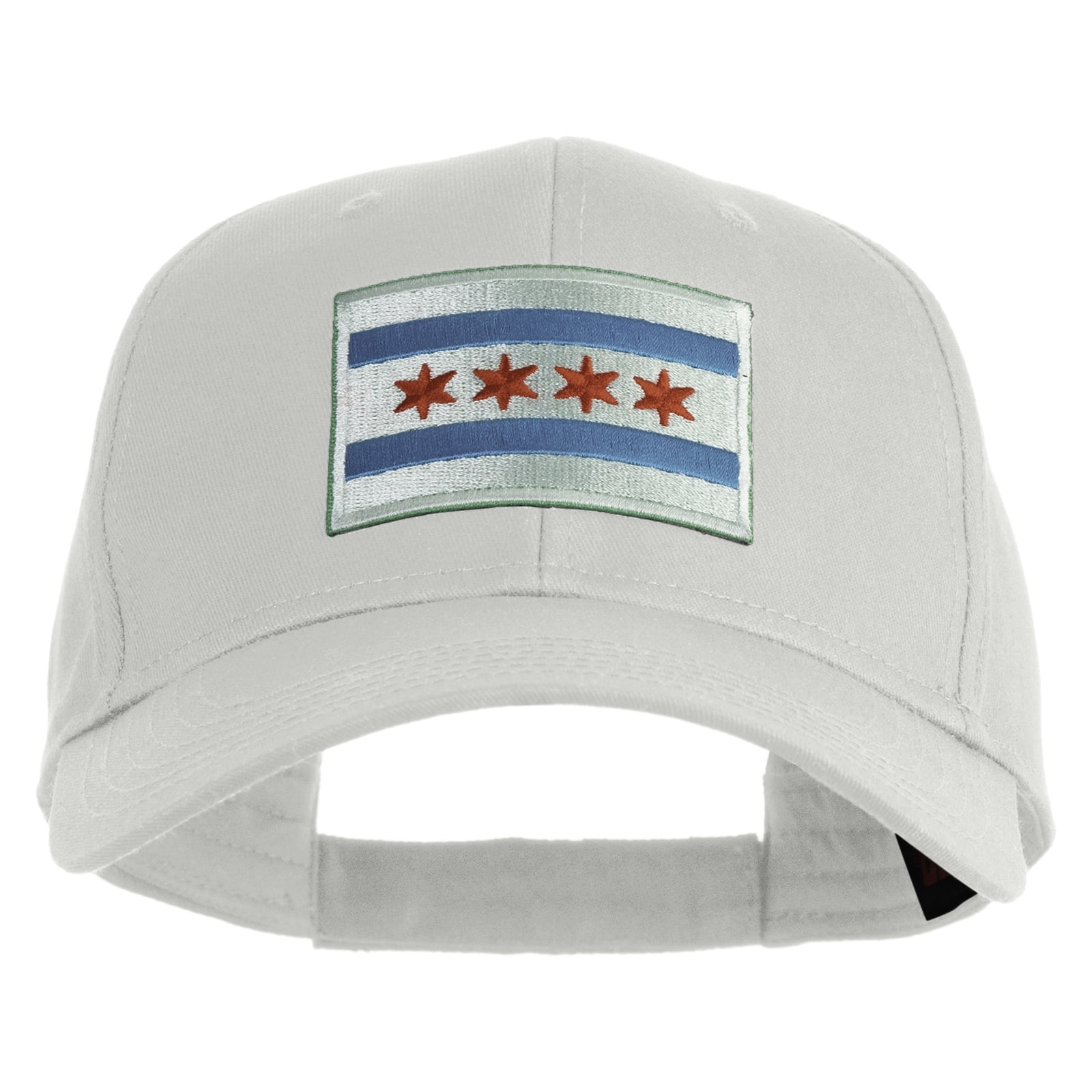 Chicago Flag Patched Solid Cotton Twill Low Profile Strap Cap - White ...