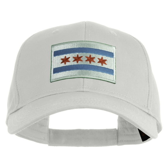Chicago Flag Patched Solid Cotton Twill Low Profile Strap Cap - White ...
