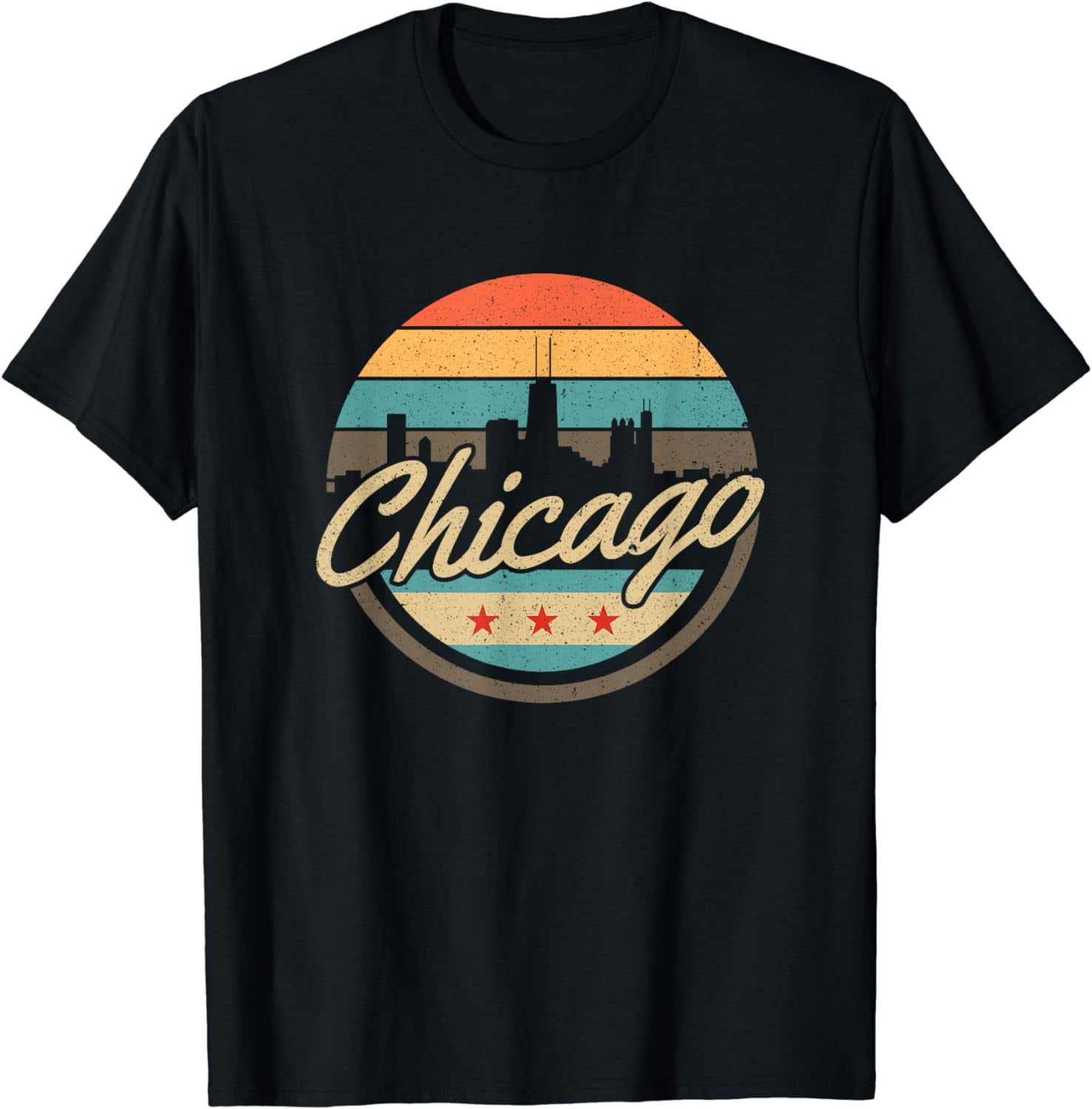 Chicago Flag Tshirt Skyline Vintage Illinois USA Souvenir T-Shirt ...