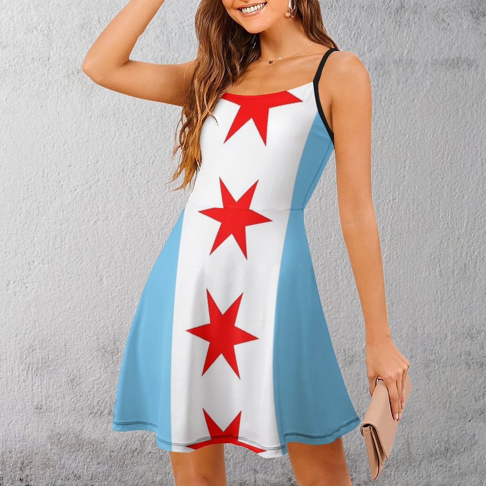 Chicago Flag Women's Sling Dress Sarcastic Parties Woman's Gown Strappy ...