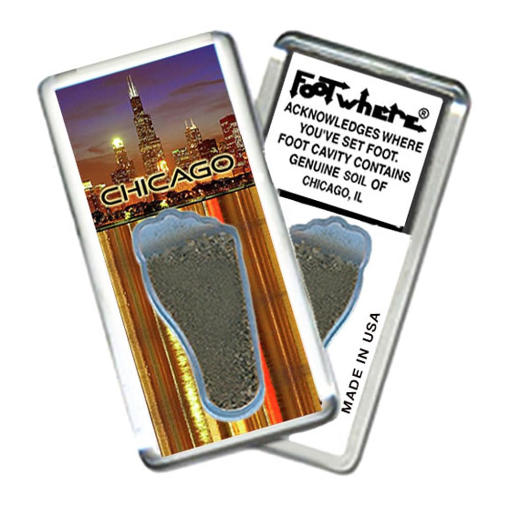 Chicago FootWhere® Souvenir Fridge Magnet. Authentic Destination ...