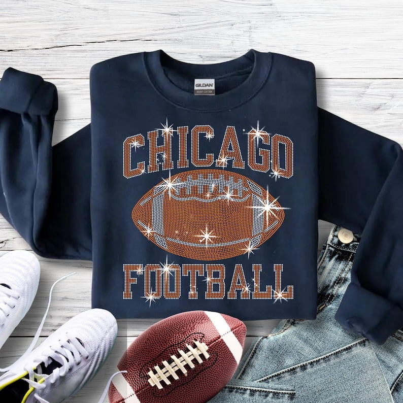 Chicago Football Rhinestone Shirt: Football Team Sparkle Sweatshirt ...