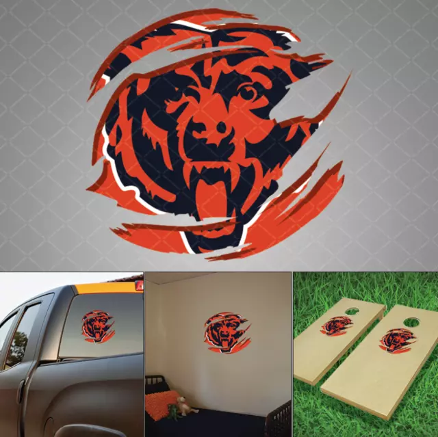Chicago Football Team Distressed Scratched Decal, Torn Ripped Tattered ...
