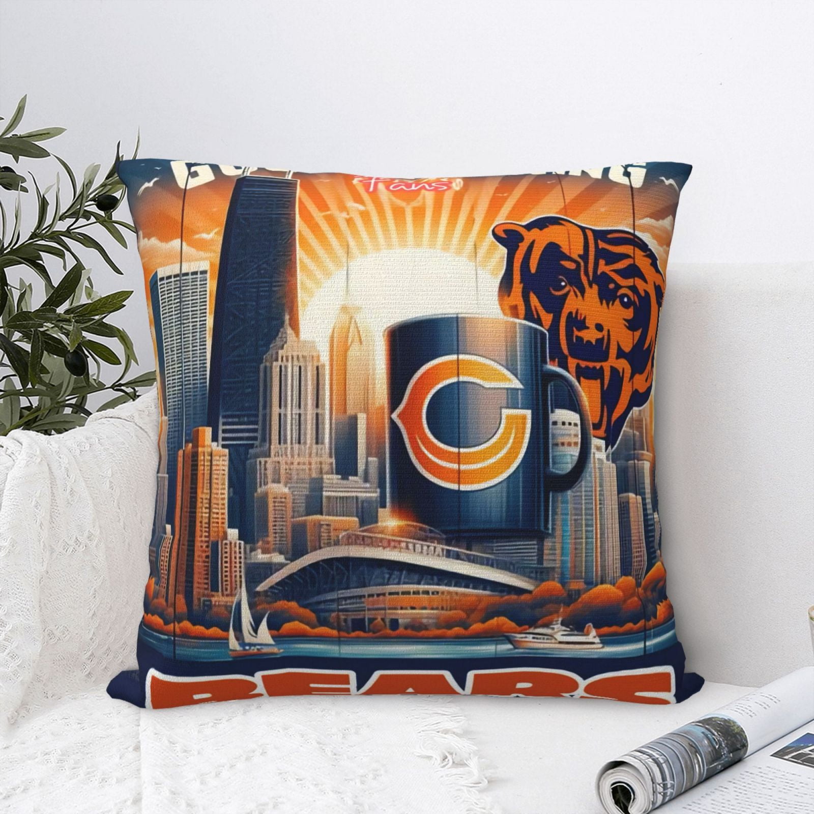 Chicago Football Team Double-Sided Plush Plush Pillowcase Luxury Home ...