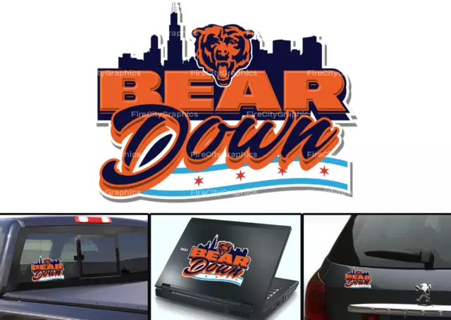 Chicago Football Team Sticker Decal Bear Down Wall Decor - Waterproof ...