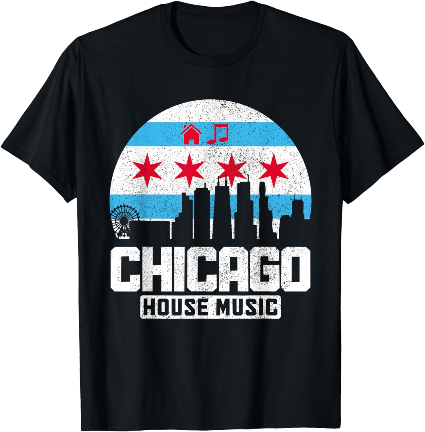 Chicago House Music Rave Party Vintage Chicago Flag T-Shirt - Walmart.com