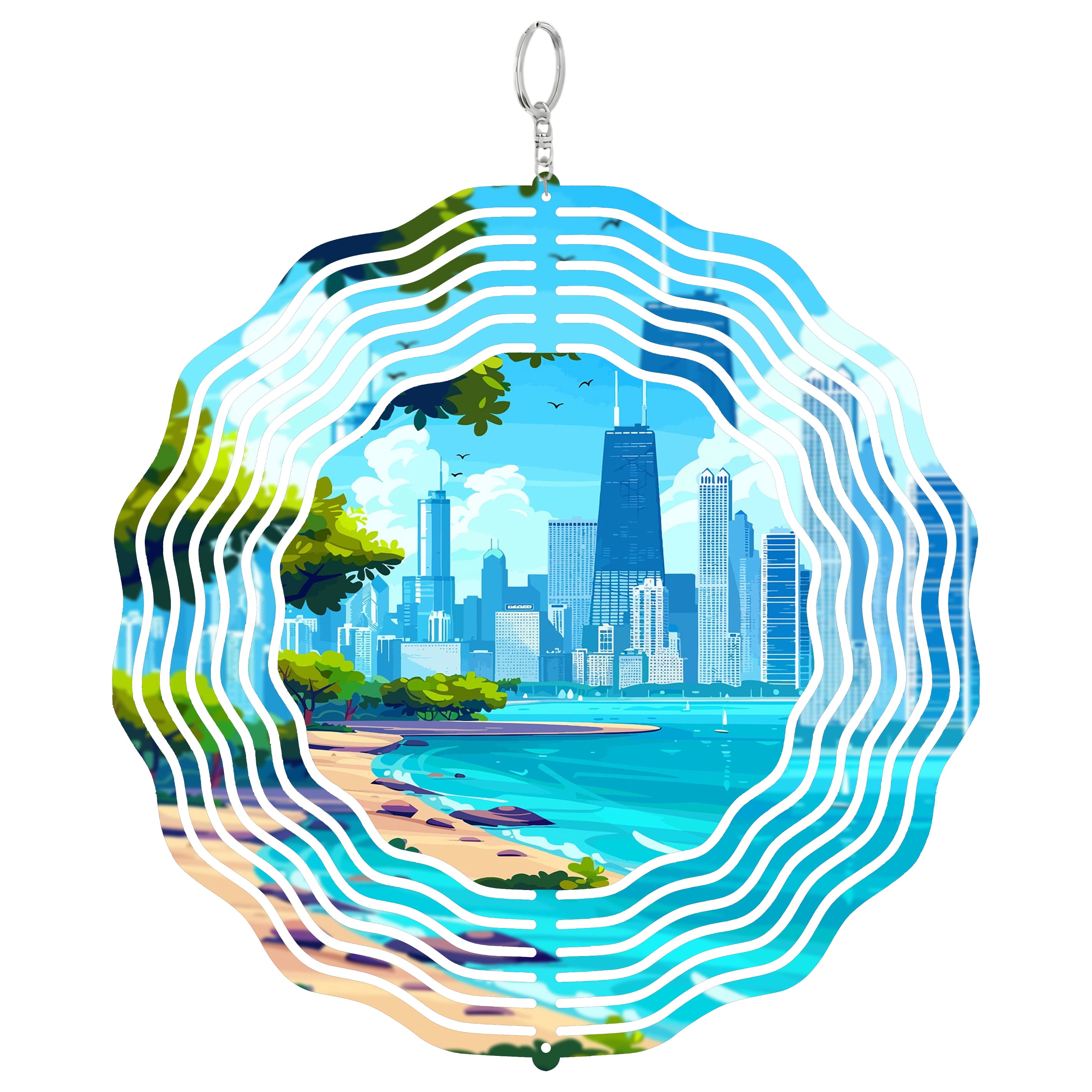 Chicago Illinois Bean Sculpture View 3D Wind Spinner Stainless Steel ...