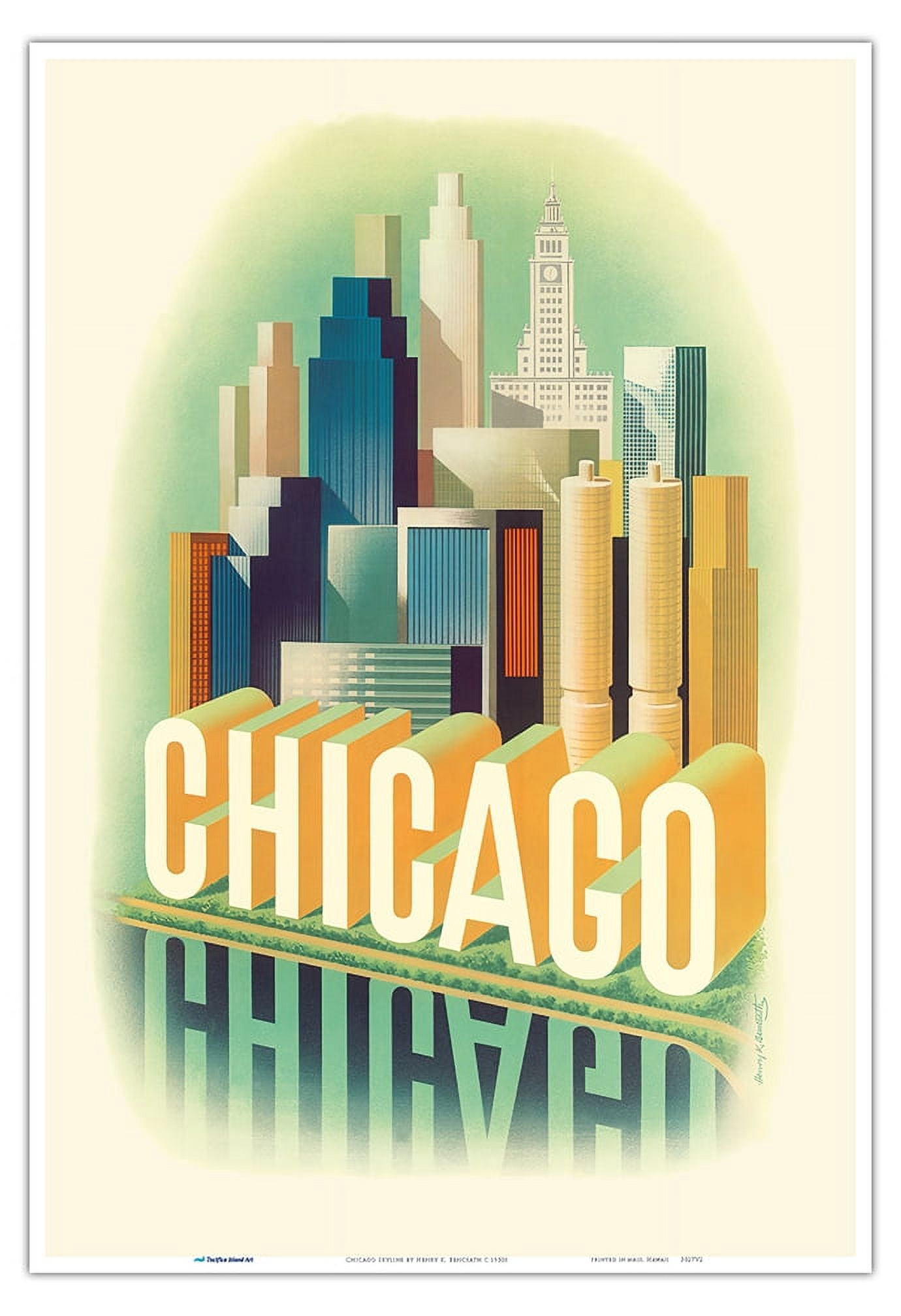 Chicago Illinois - Chicago Skyline - Vintage Airline Travel Poster by ...