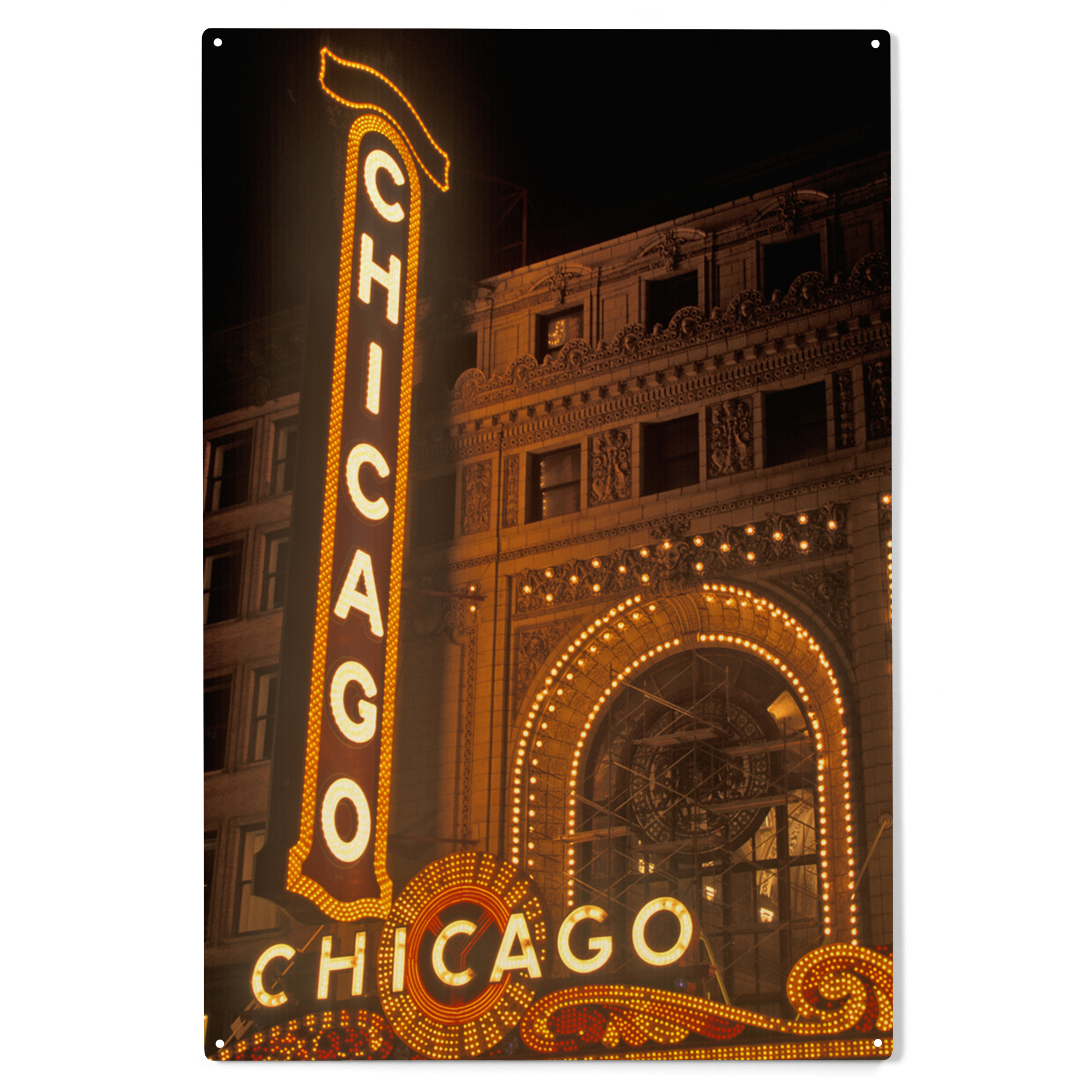 Chicago, Illinois, Chicago Theatre Birch Wood Wall Sign (10x15 Rustic ...