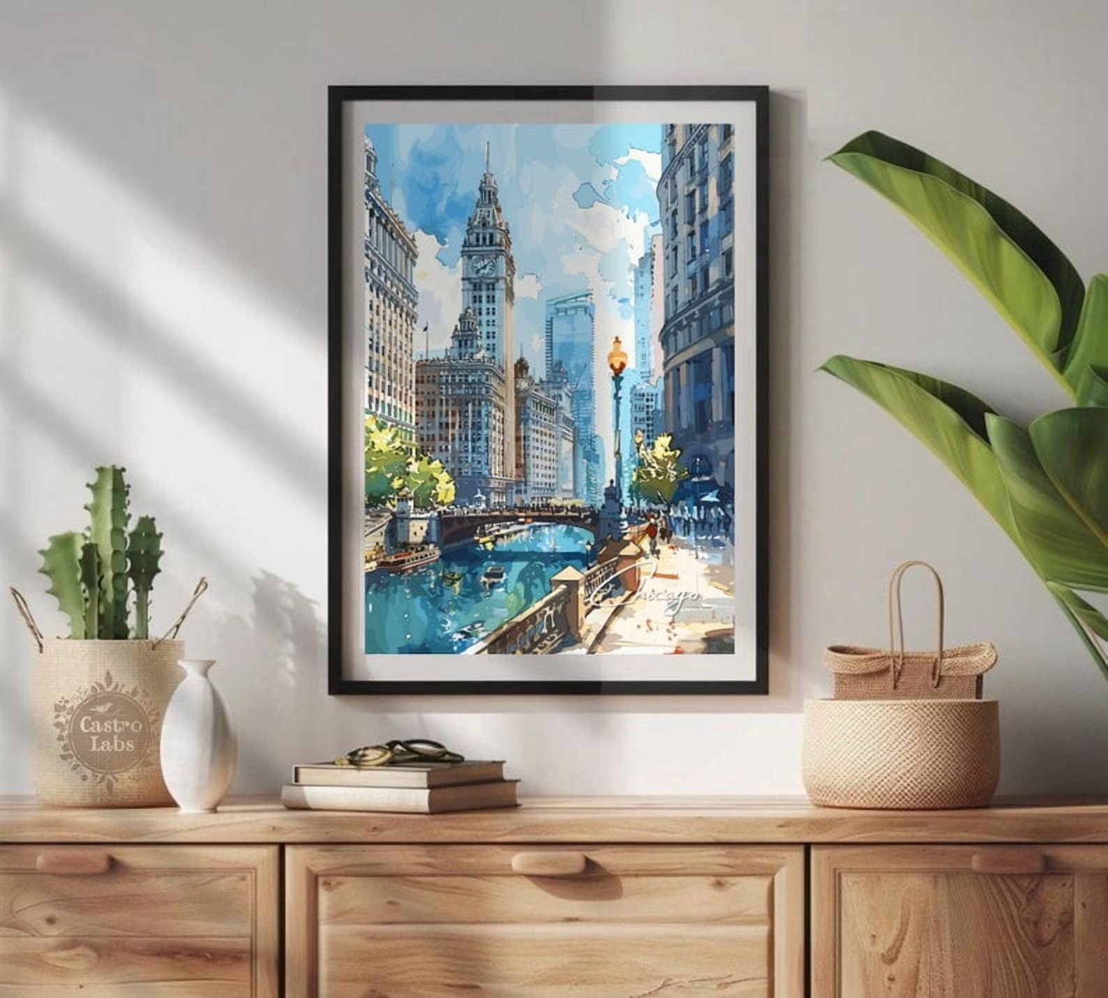 Chicago Illinois Cityscape Skyline Artistic Wall Art Poster 8x12 ...