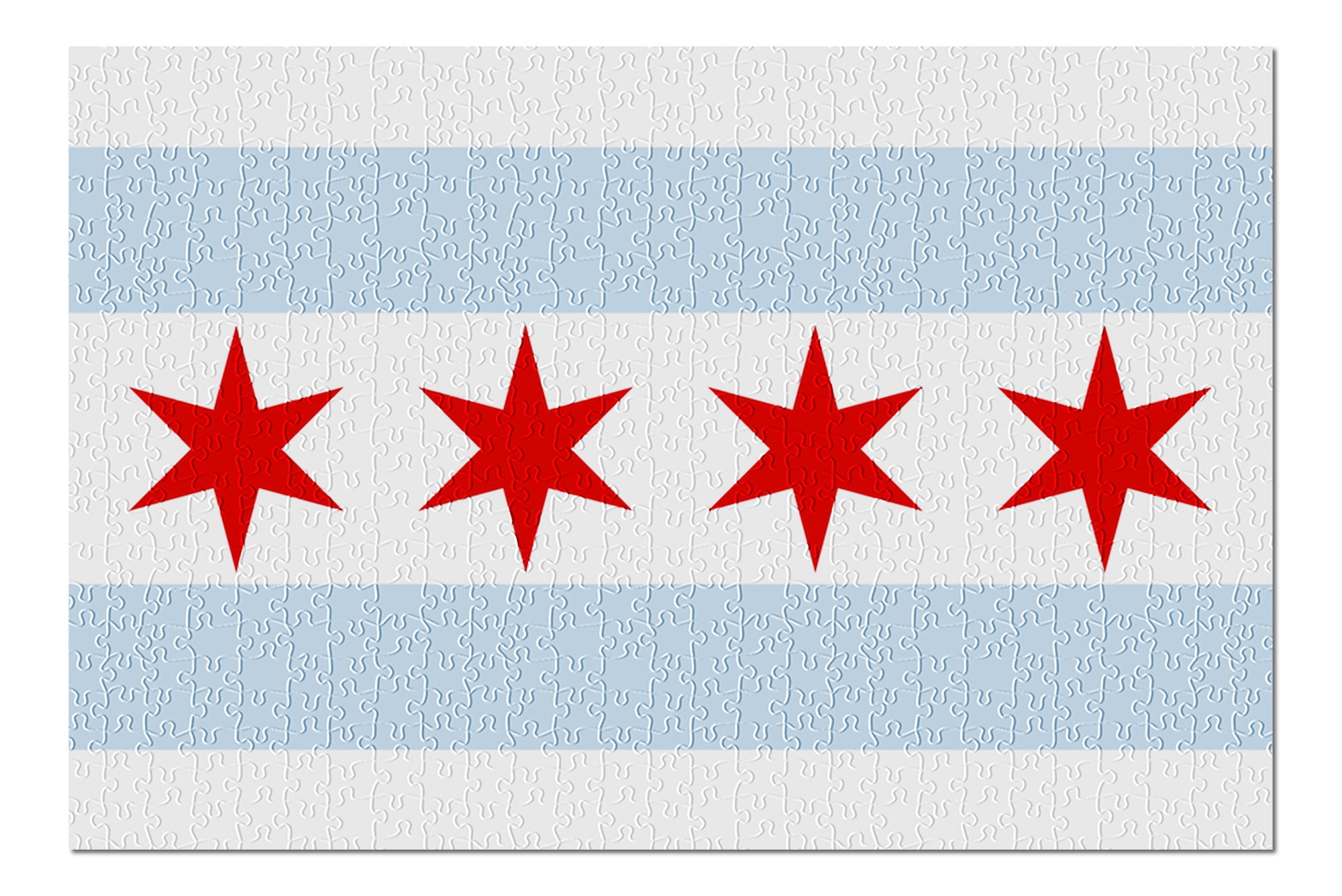 Chicago, Illinois, Flag, 500 Piece Challenging 19 x 27 Jigsaw Puzzle ...