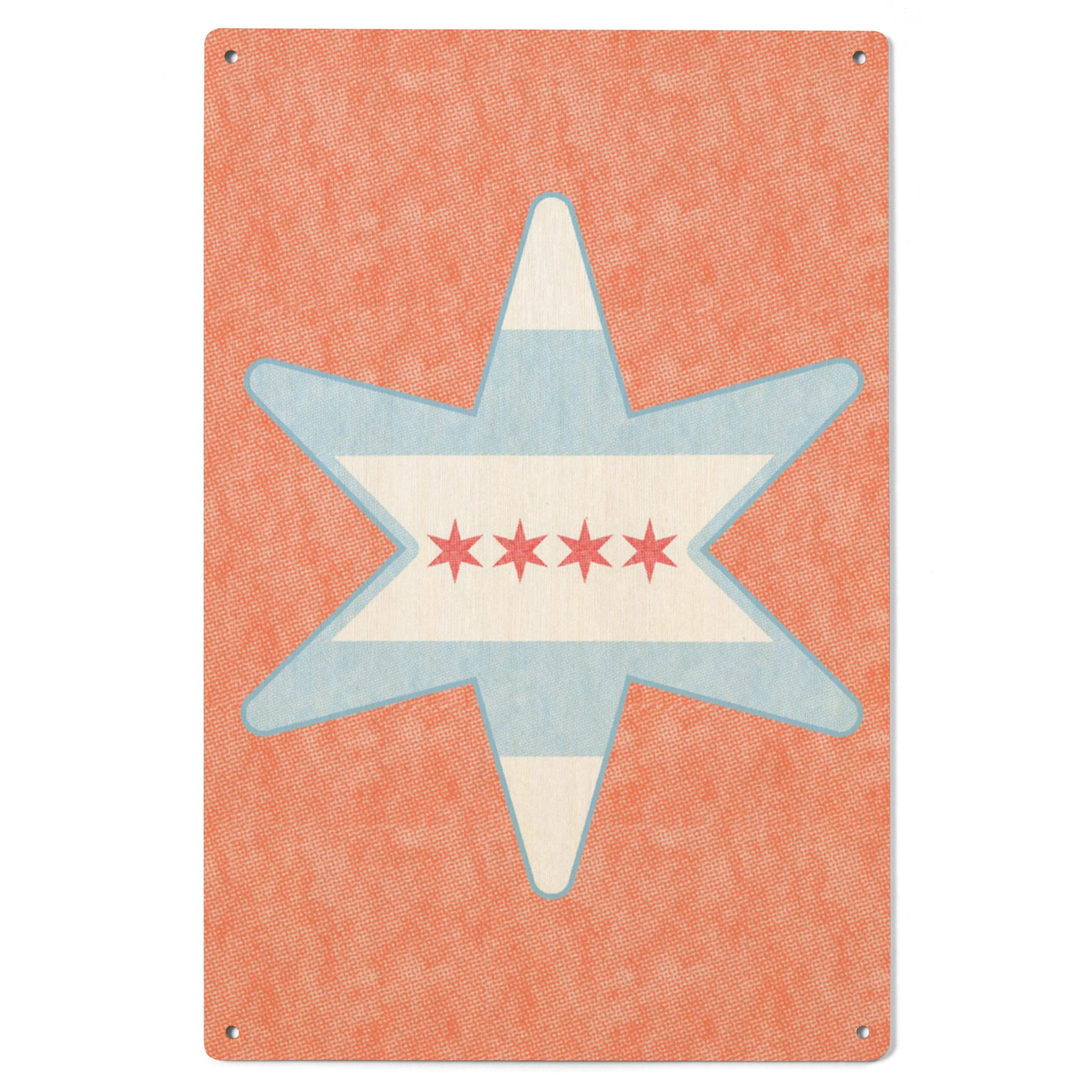 Chicago,Illinois, Flag, Contour Birch Wood Wall Sign (6x9 Rustic Home ...