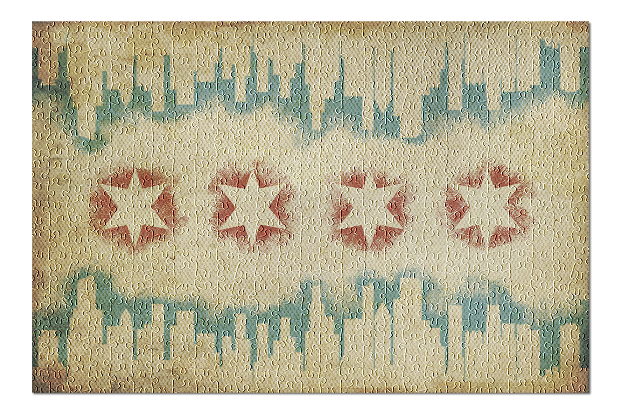 Chicago, Illinois, Flag and Skyline Tapestry, 500 Piece Challenging 19 ...