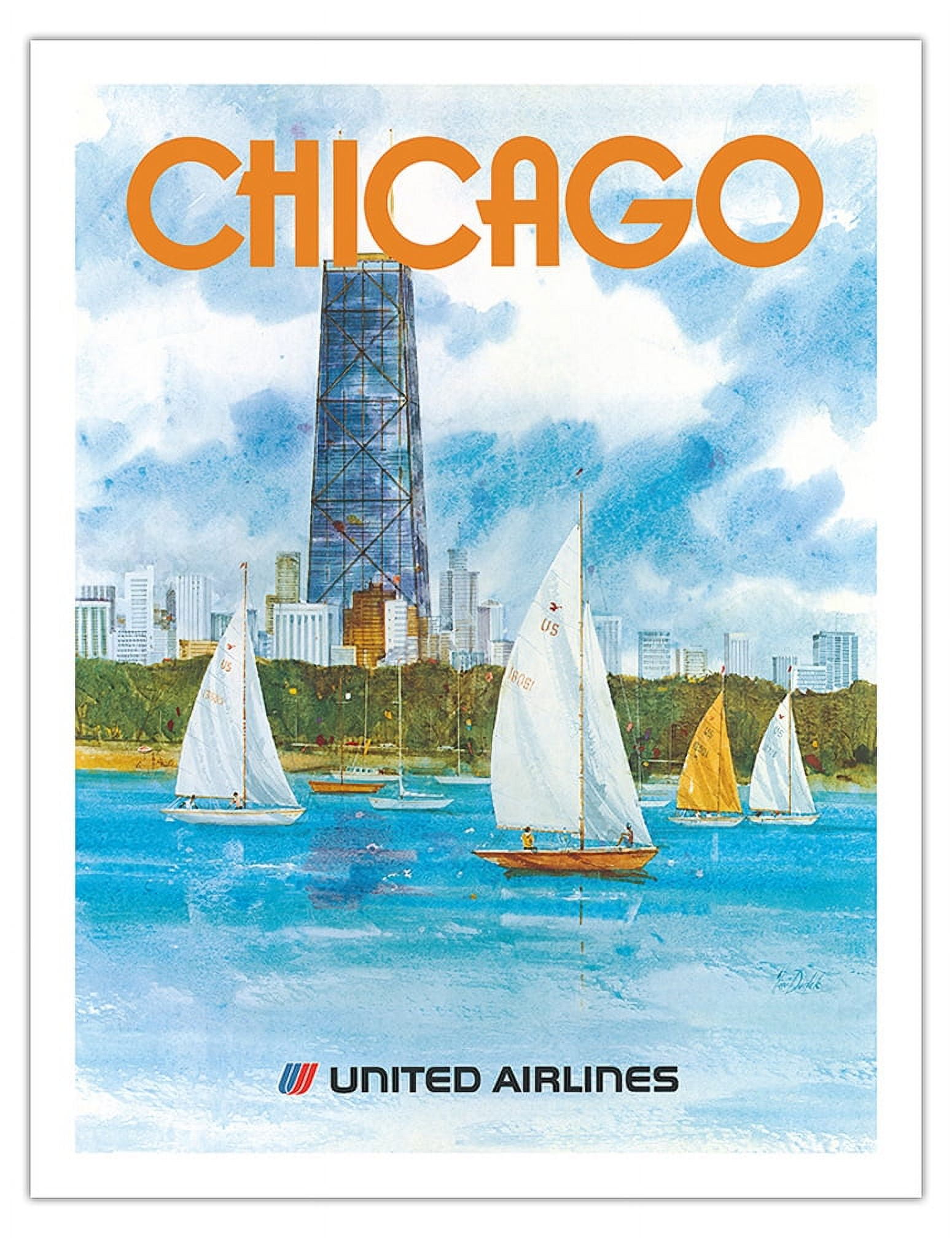 Chicago Illinois - John Hancock Center - United Airlines - Vintage ...