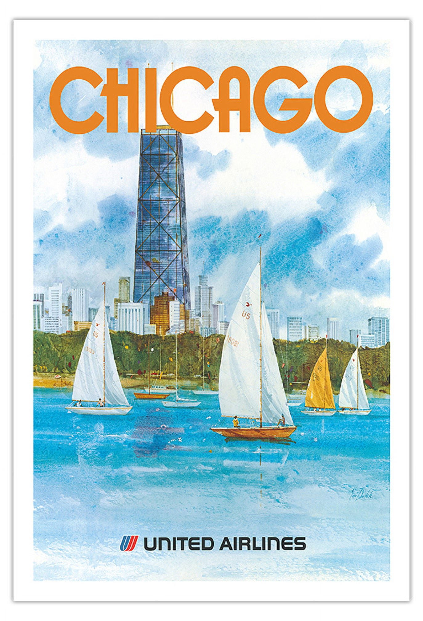 Chicago Illinois - John Hancock Center - United Airlines - Vintage ...