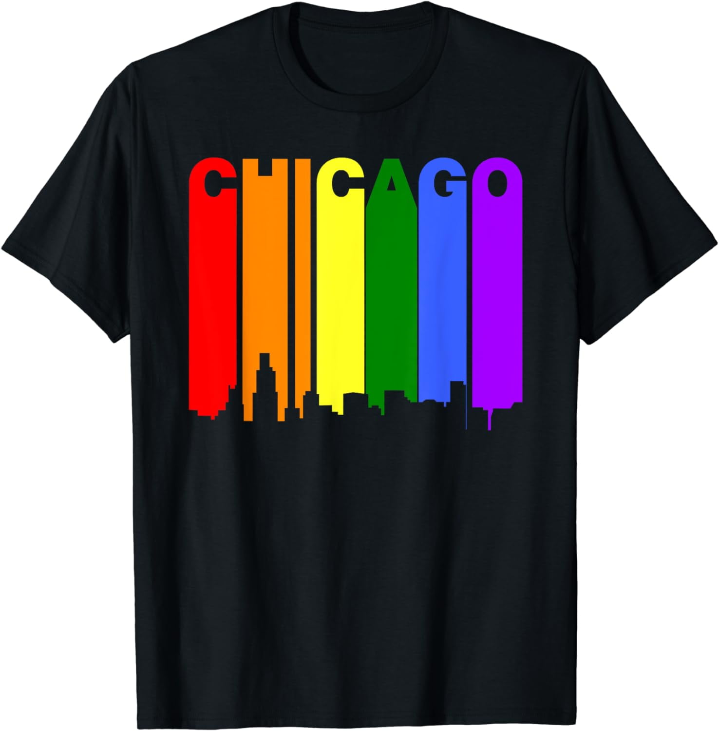 Chicago Illinois LGBTQ Gay Pride Rainbow Skyline T-Shirt - Walmart.com
