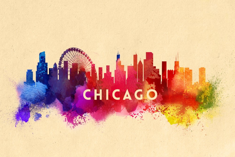 Chicago, Illinois, Skyline Abstract (16x24 Giclee Gallery Art Print ...