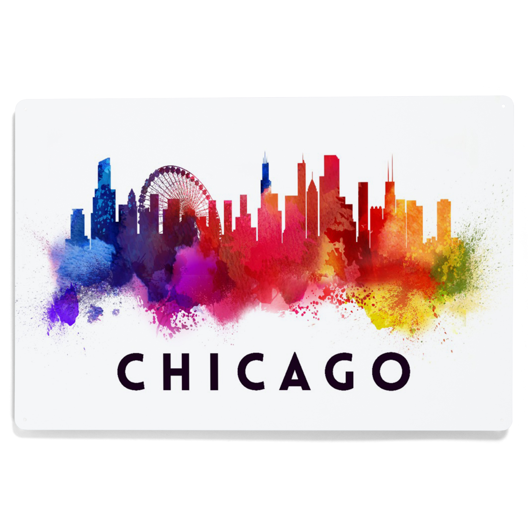 Chicago, Illinois, Skyline Abstract, White (12x18 Aluminum Art, Indoor ...