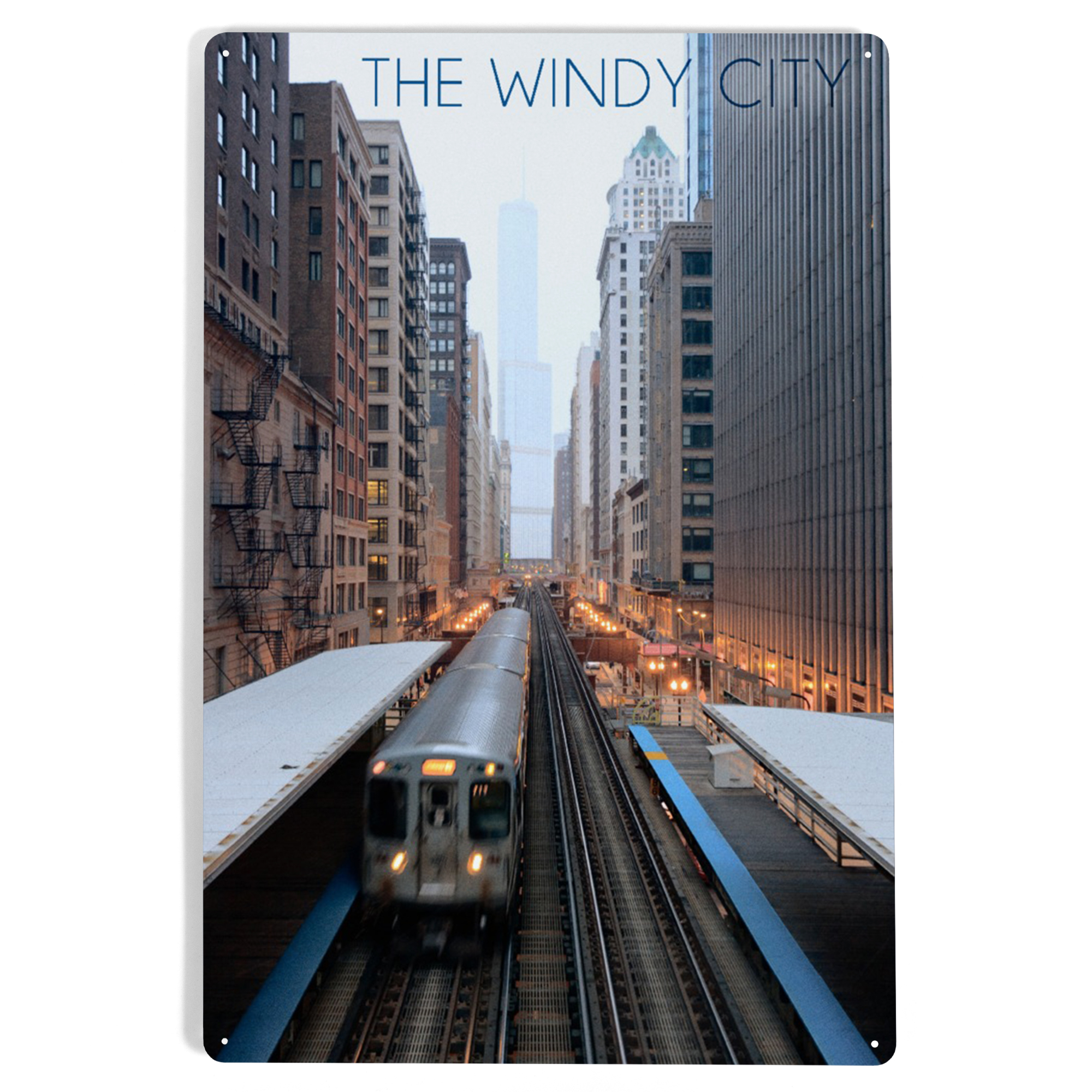 Chicago, Illinois, The Windy City, L Train (12x18 Aluminum Art, Indoor ...