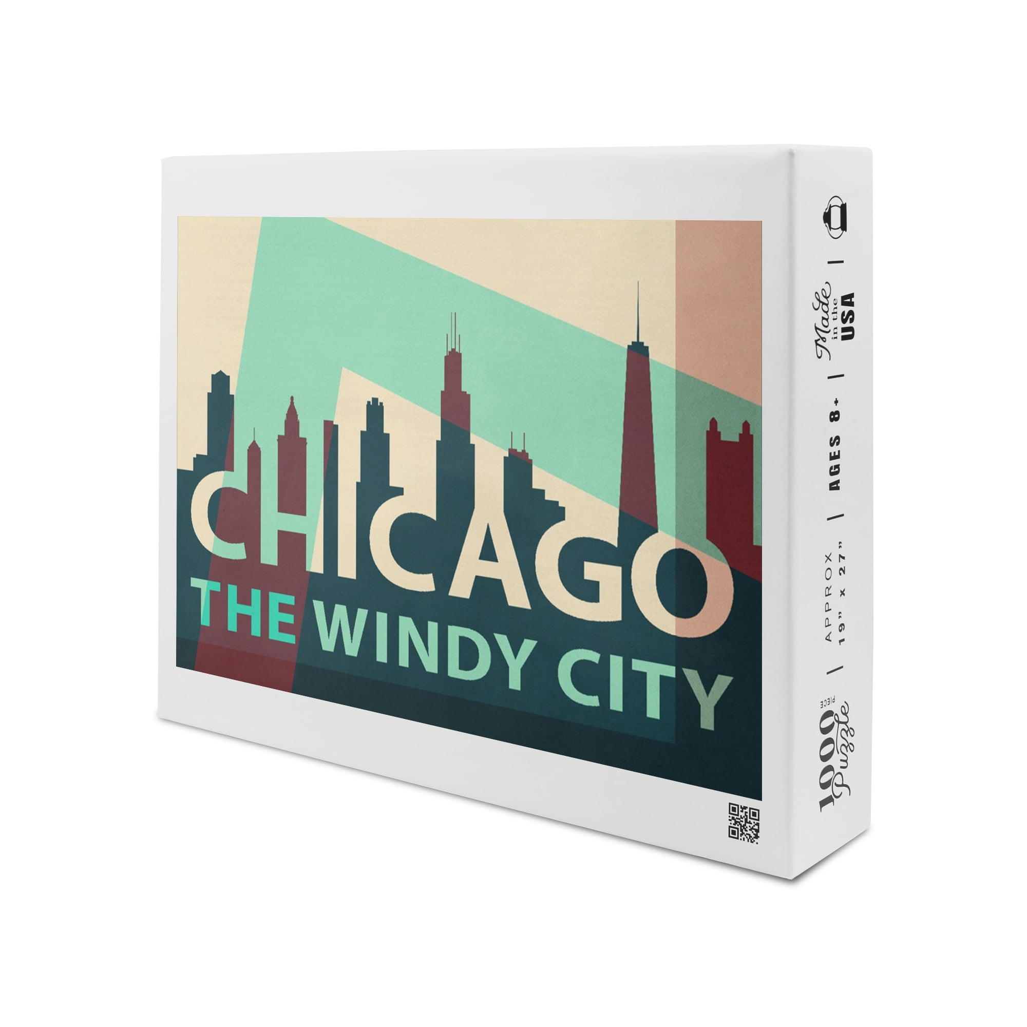 Chicago, Illinois, The Windy City, Modern Silhouette (1000 Piece Puzzle ...