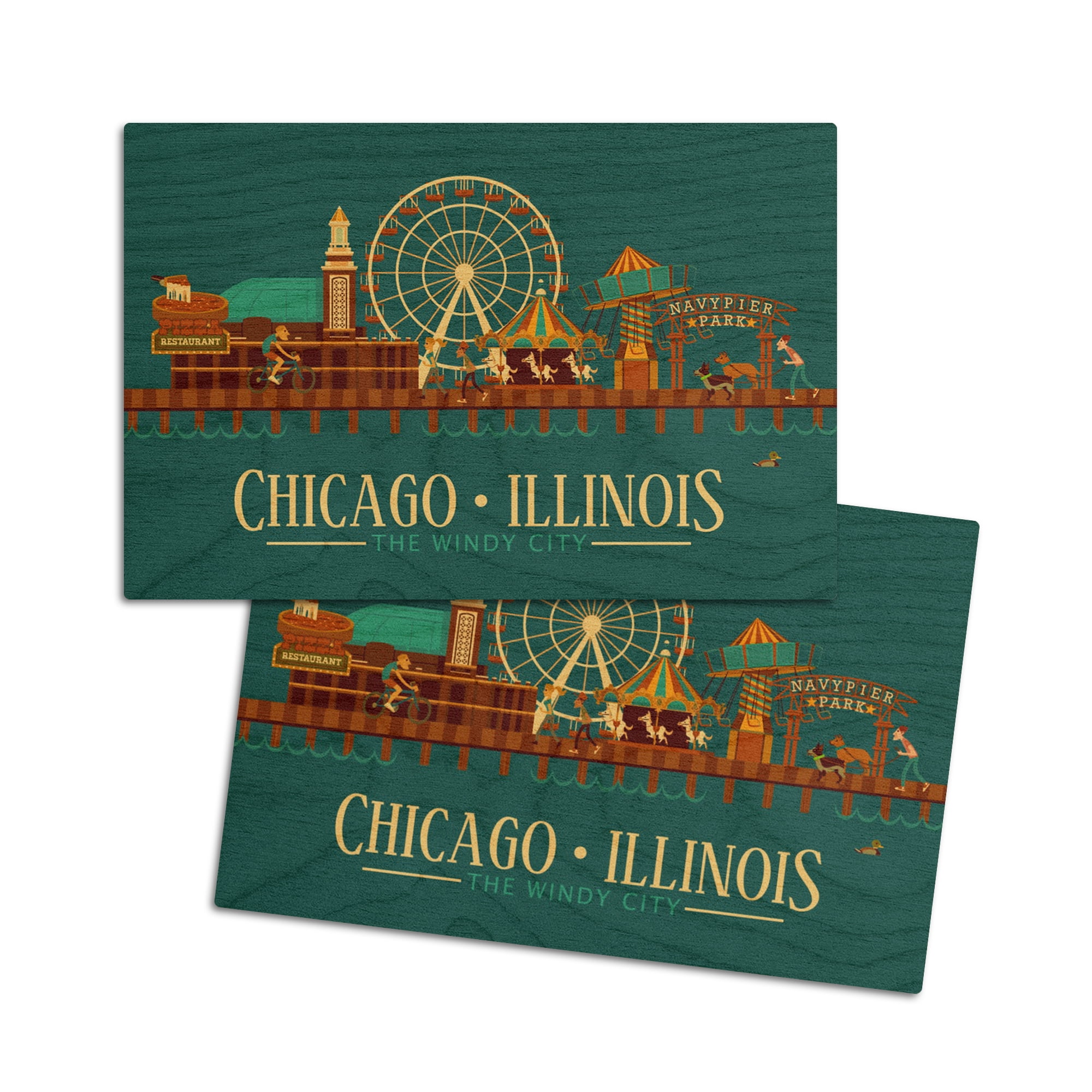 Chicago, Illinois, The Windy City, Simplified Geometric (4x6 Birch Wood ...