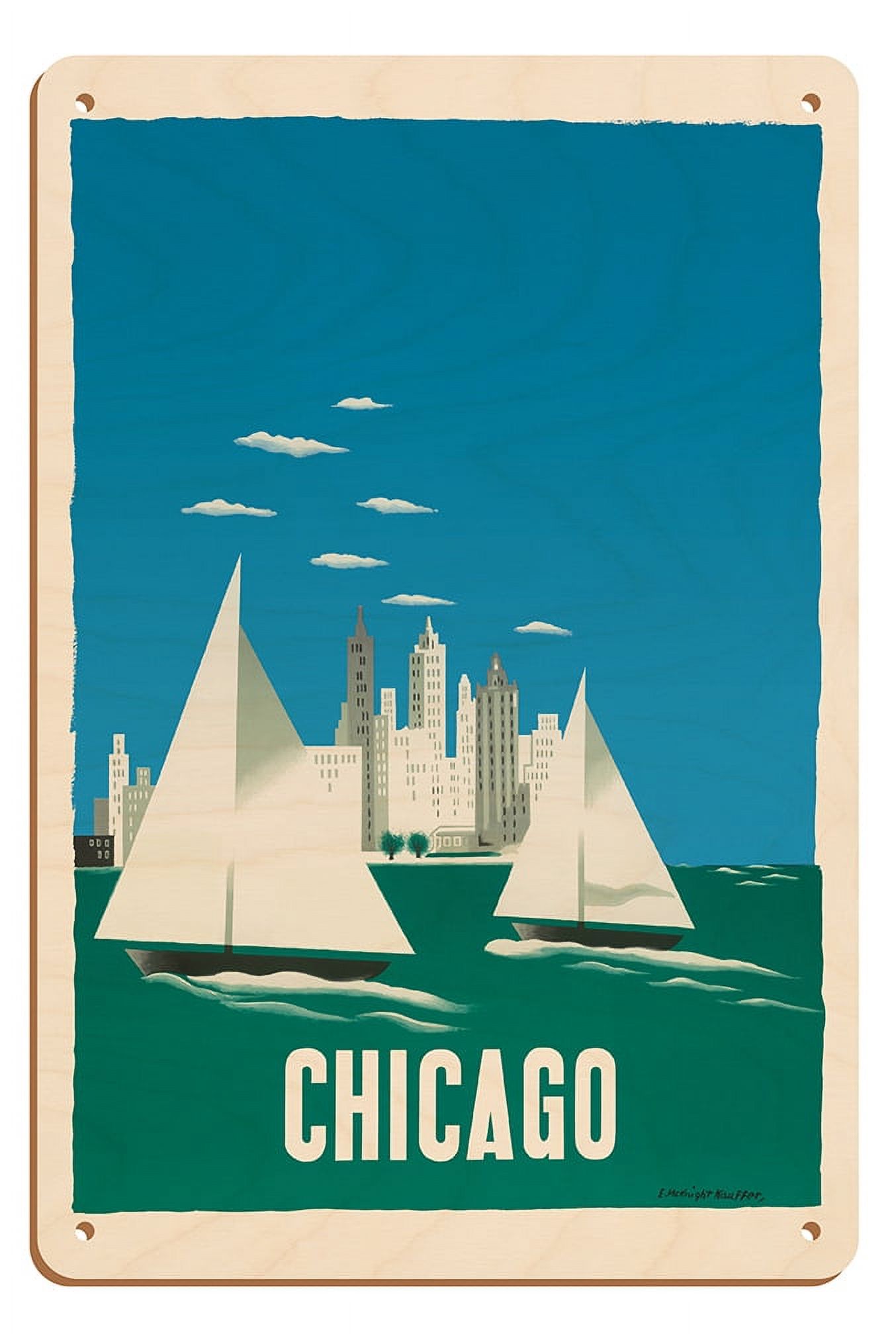 Chicago Illinois - The Windy City - Vintage Airline Travel Poster by ...