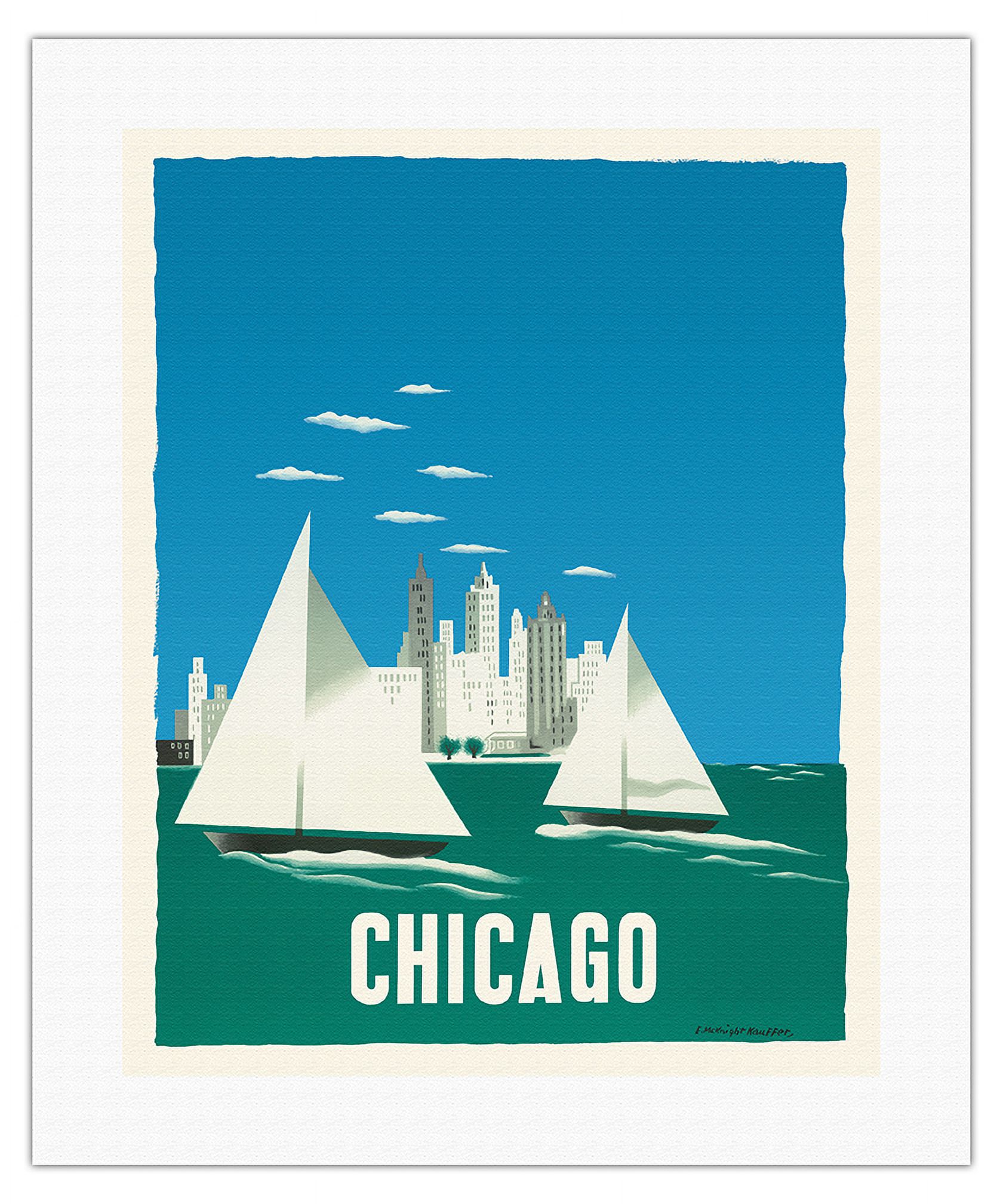 Chicago Illinois - The Windy City - Vintage Airline Travel Poster by ...