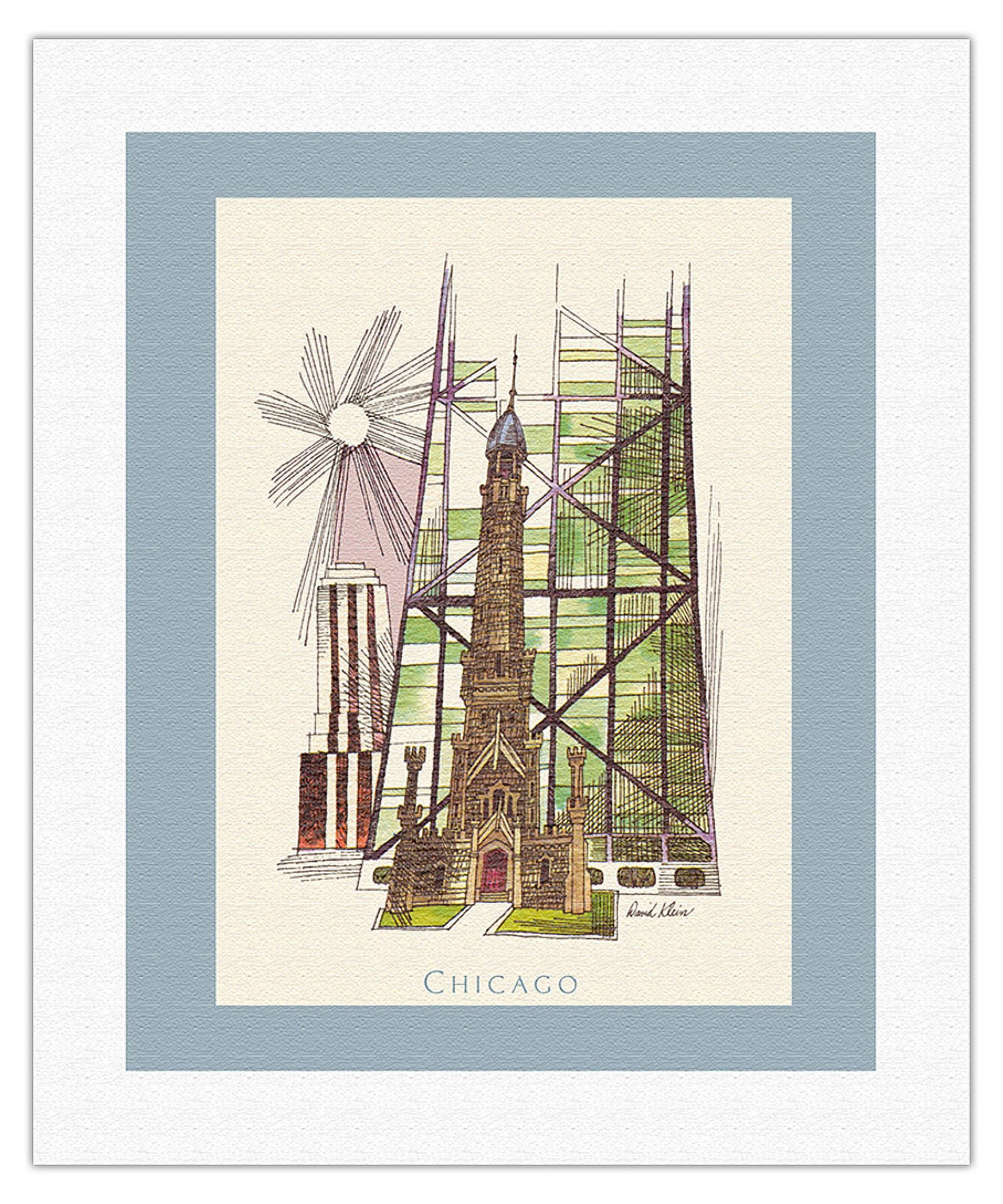 Chicago Illinois - Water Tower - Vintage Travel Poster by David Klein c ...