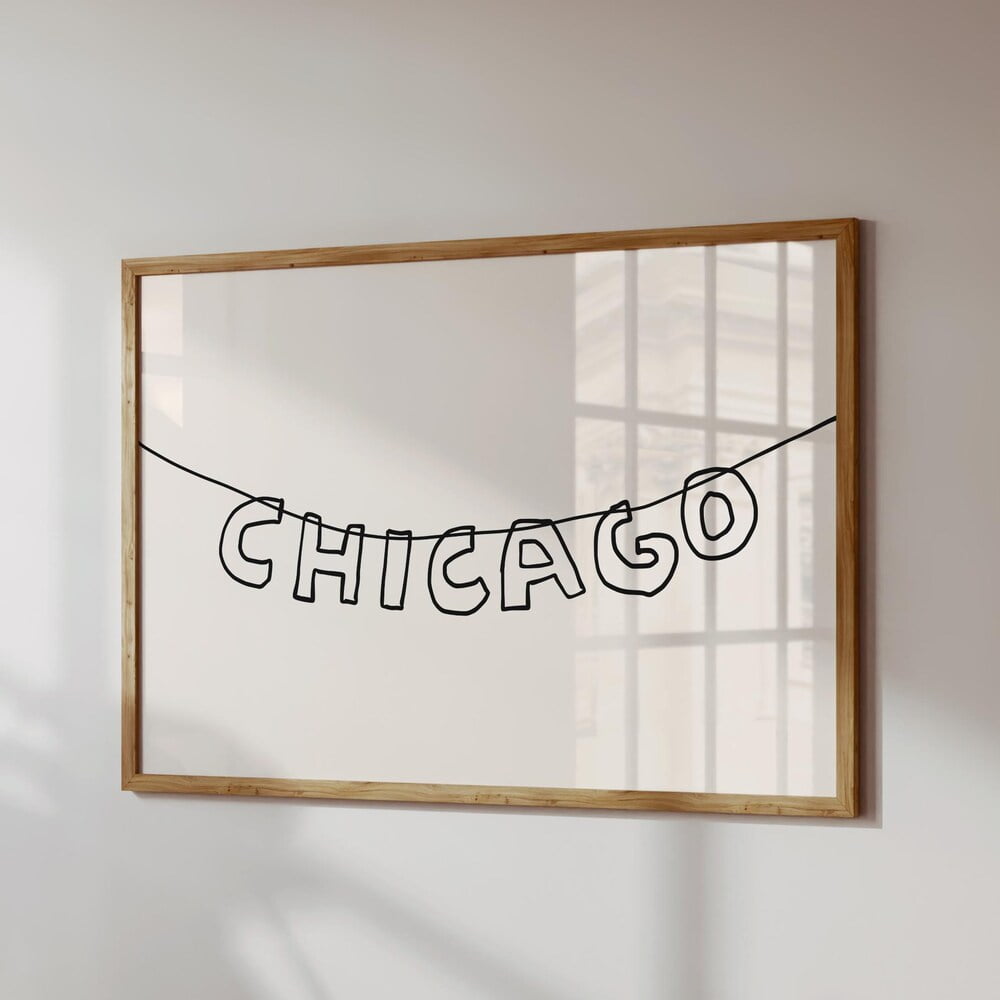 Chicago Letter Banner Print: City Art Poster UNFRAMED PAPER POSTER ...