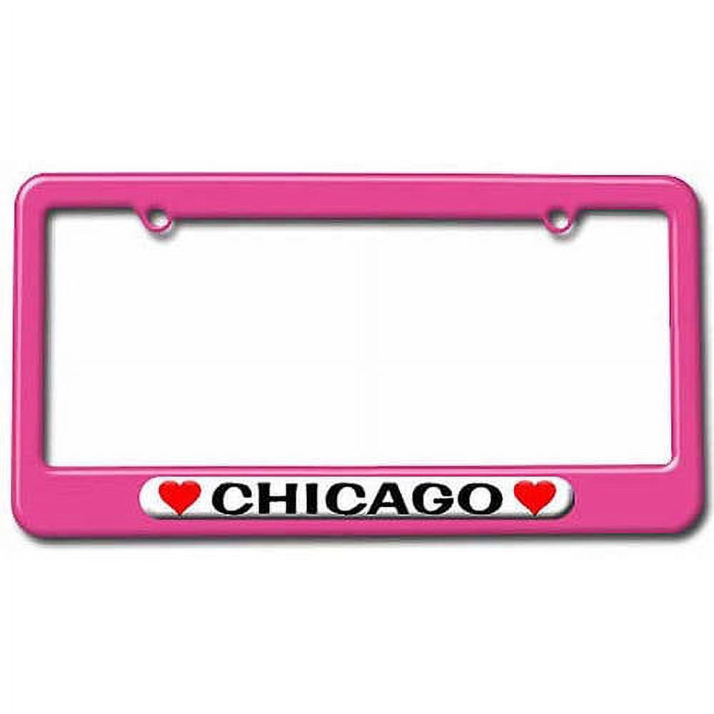 Chicago Love with Hearts License Plate Tag Frame, Multiple Colors ...