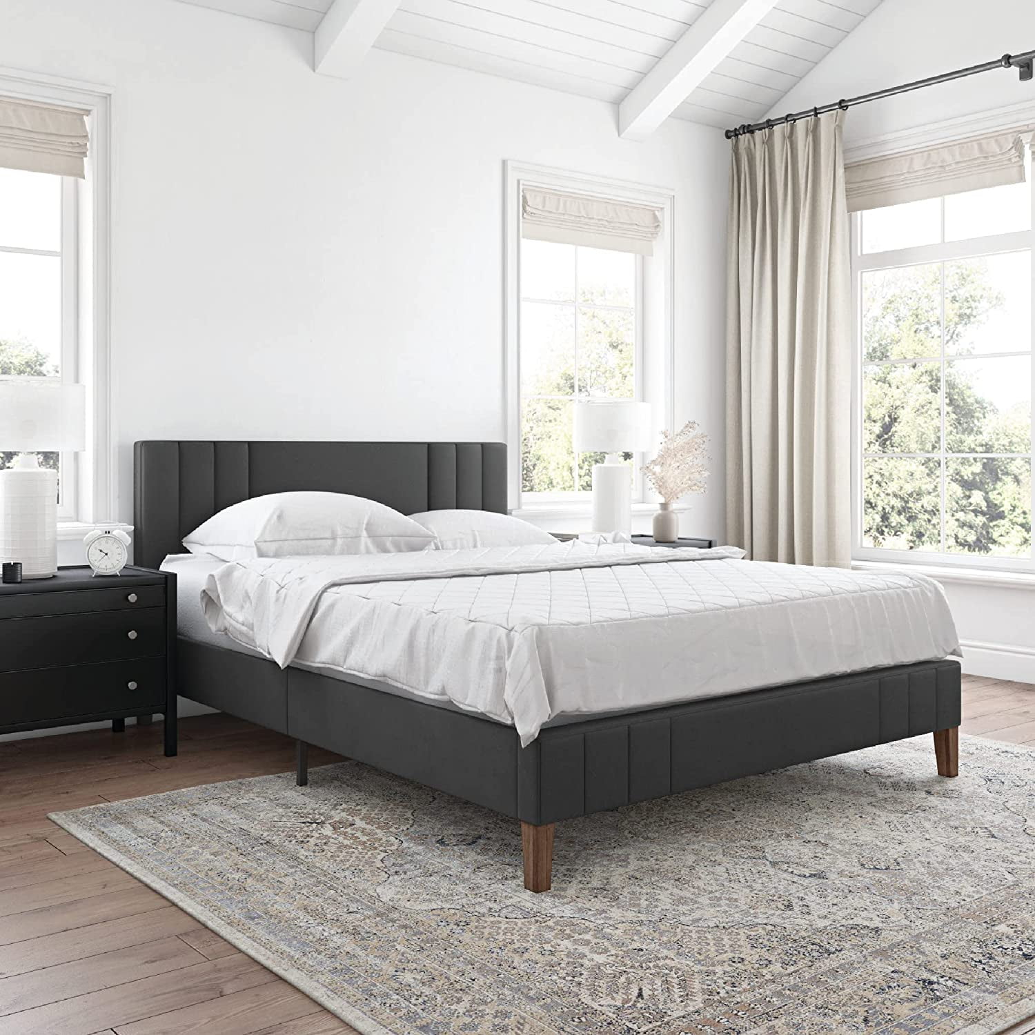 Chicago Modern Tufted Upholstered Platform Bed | Headboard and Wood ...