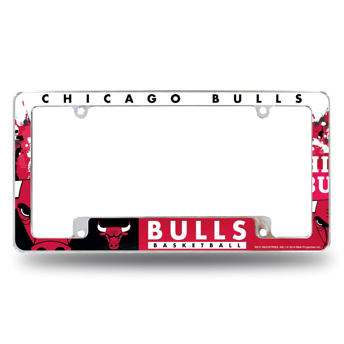 Chicago NBA Bulls Chrome Metal License Plate Frame with Bold Full Frame ...