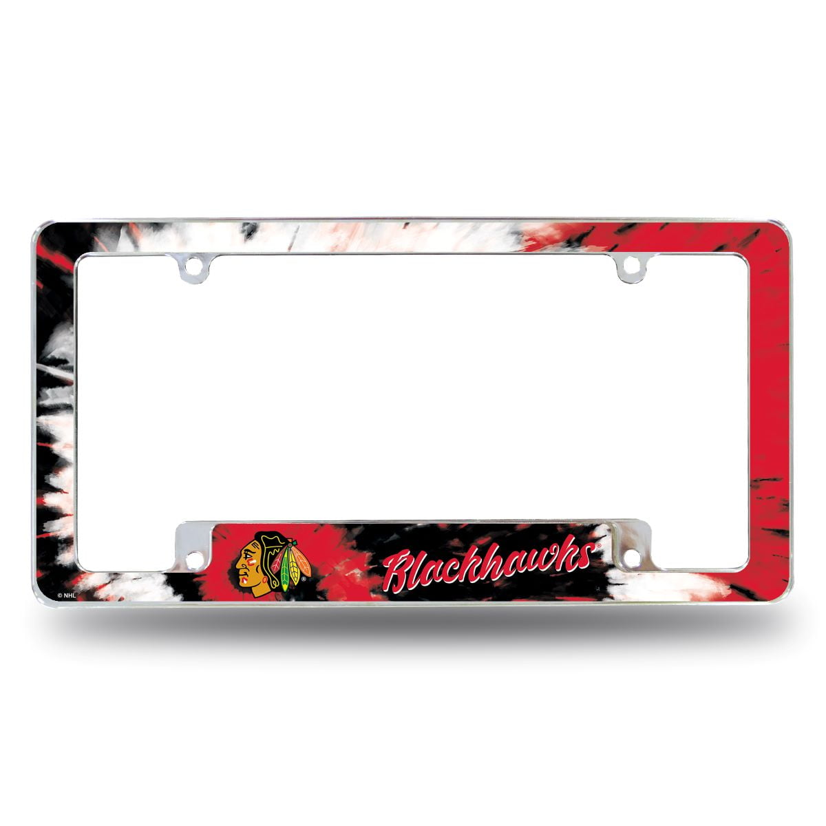 Chicago Hockey Blackhawks Chrome Metal License Plate Frame with Tie Dye ...