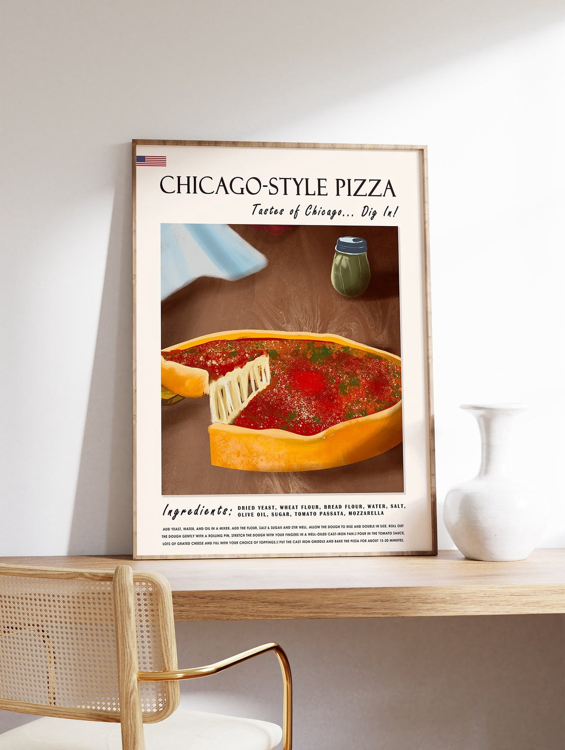 Chicago Pizza Poster, Food Poster, Food Art, Kitchen Decor, Kitchen Art ...