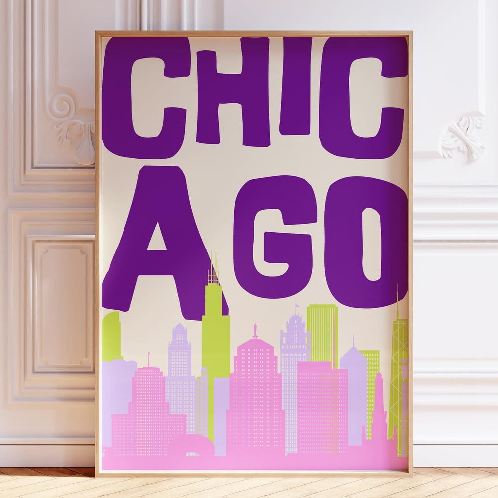Chicago Pop Art Print: Colorful City Skyline, Preppy Dorm Decor ...