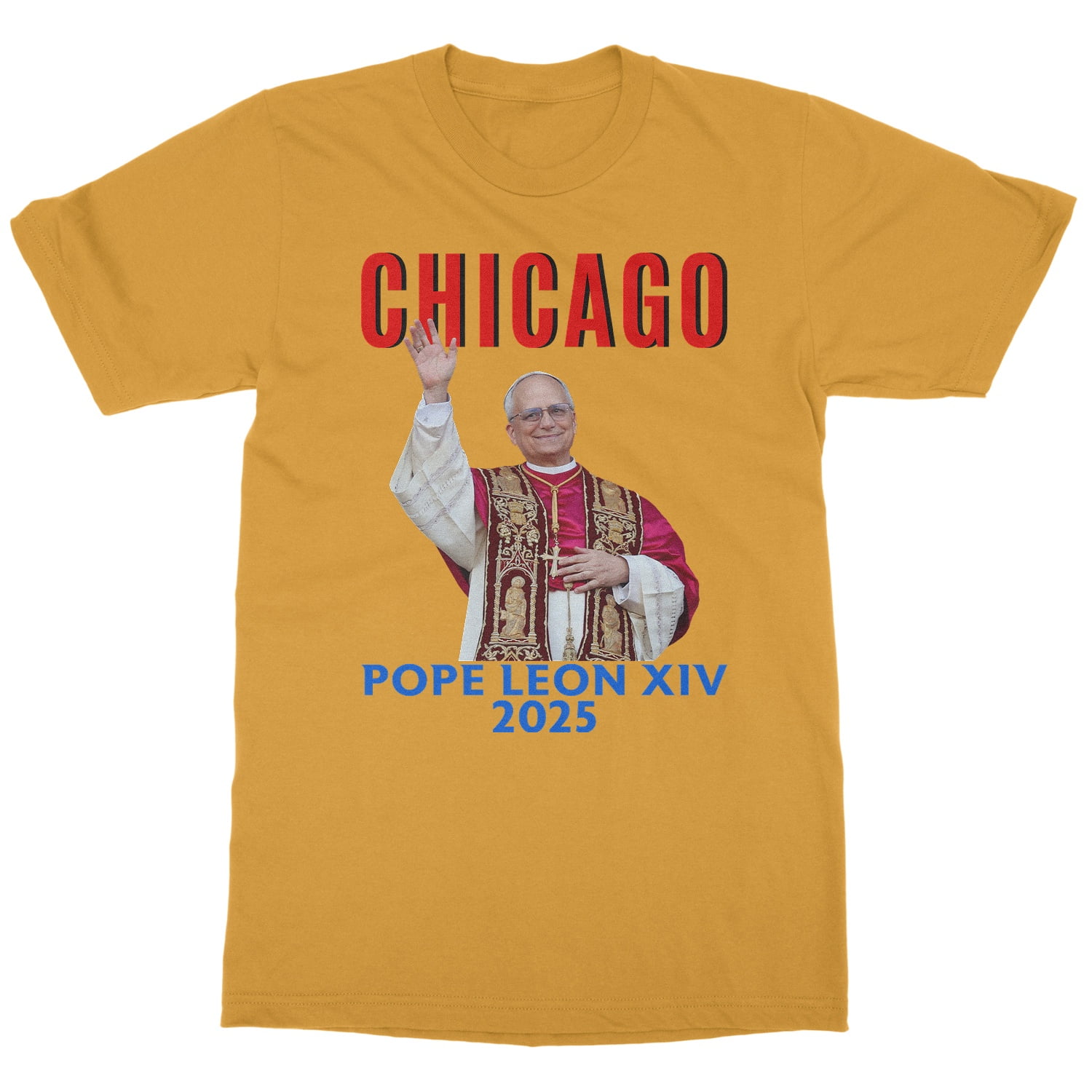 Chicago Pope Leon XIV 2025 First American Pope Unisex T-Shirt (Gold, XX ...