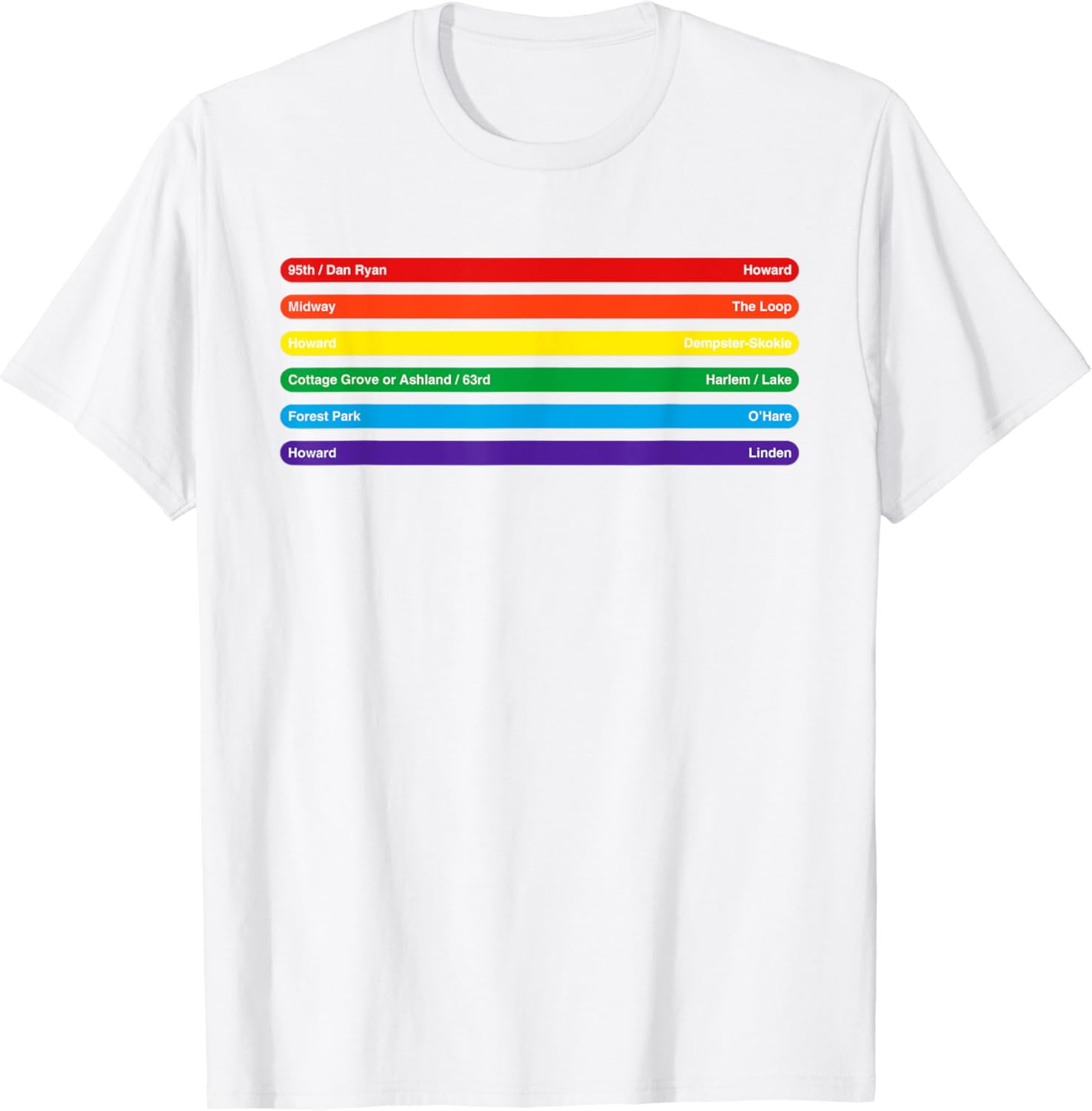 Chicago Pride LGBT Gay Rainbow Flag Color Train Line T-Shirt - Walmart.com