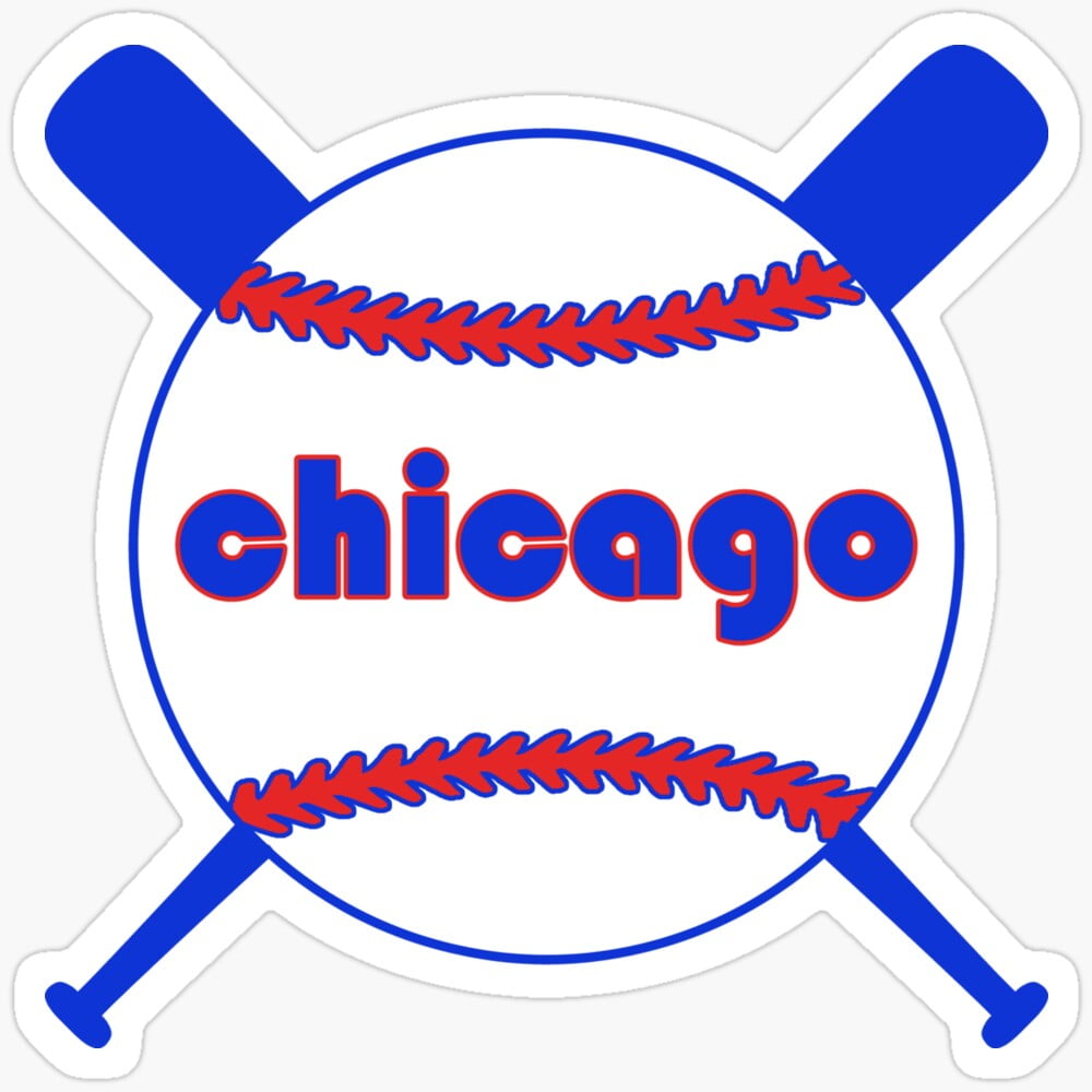 Chicago Retro Throwback Baseball With Crossed Bats Sticker Phone Decal ...