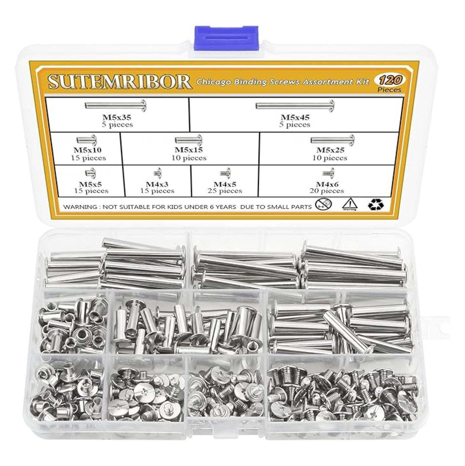 Chicago Screws Binding Posts Kit - 120 Pieces - 5/10/15/25/35/45mm ...