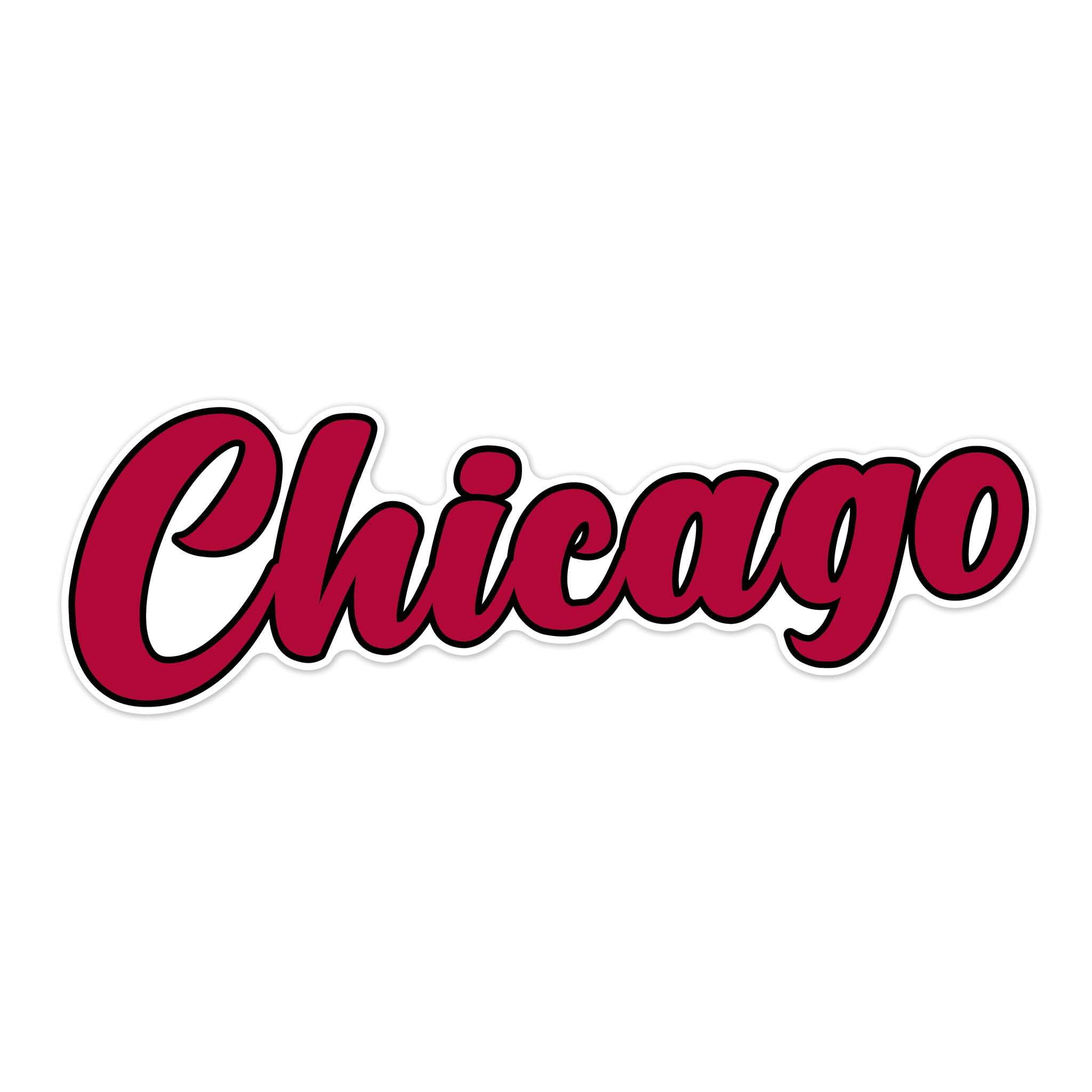 Chicago Script Black Red Sticker - Walmart.com