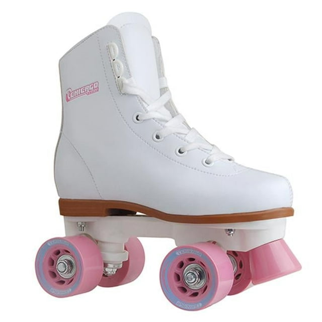 Chicago Skates Girl's Classic Quad Junior Rink Roller Skates, White ...