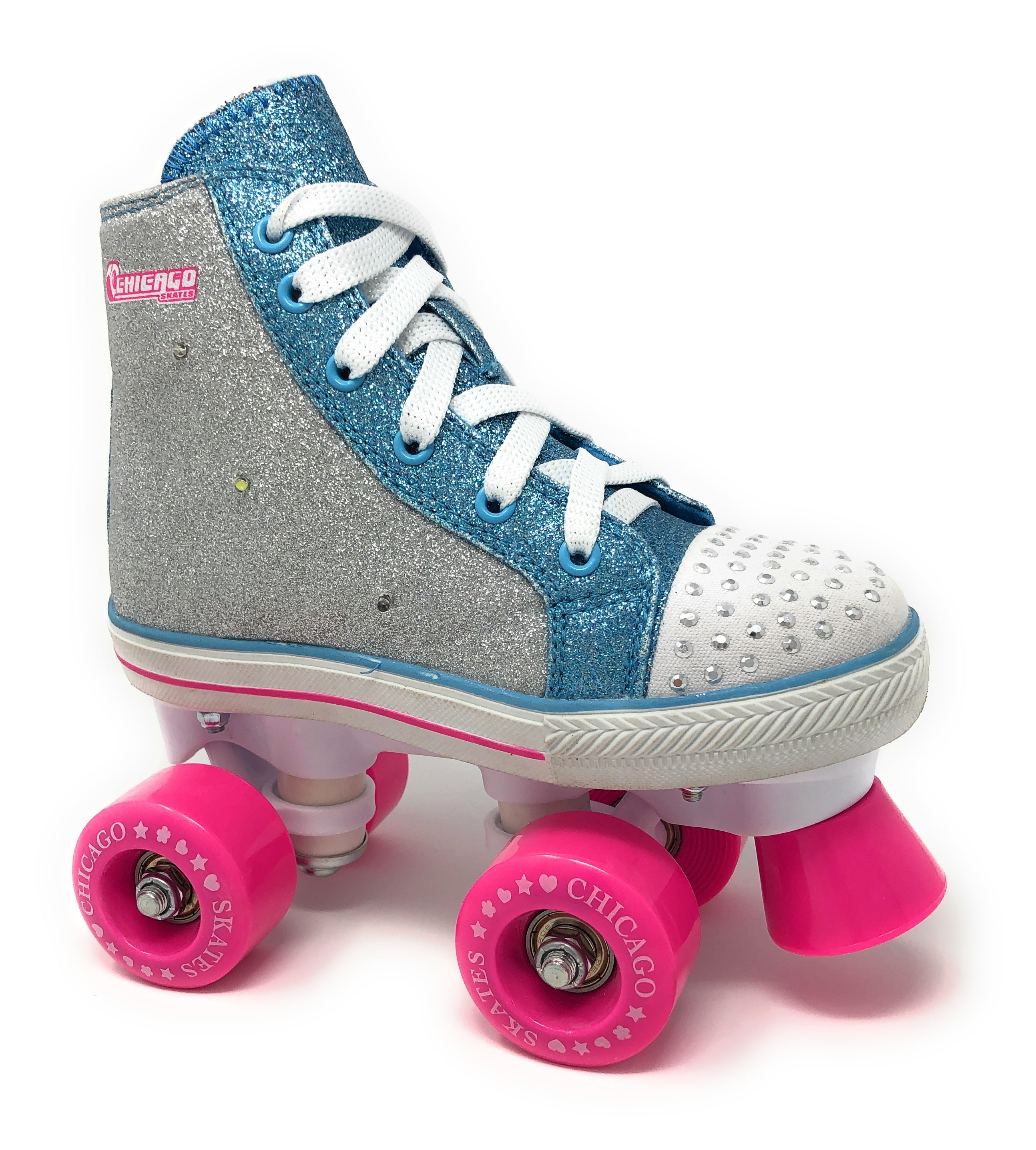 Chicago Skates Girls Quad Glitter Roller Skates with Lights – Size 2 ...
