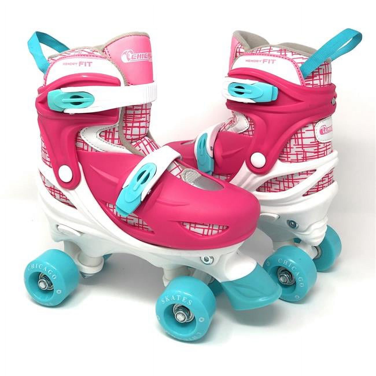 Chicago Skates Pink & White Small Girls Quad Roller Skates Combo with ...