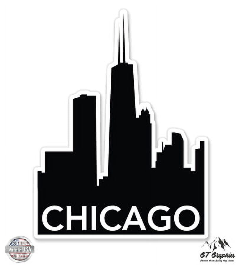Chicago Skyline - 8" Vinyl Sticker - For Car Laptop I-Pad - Waterproof ...