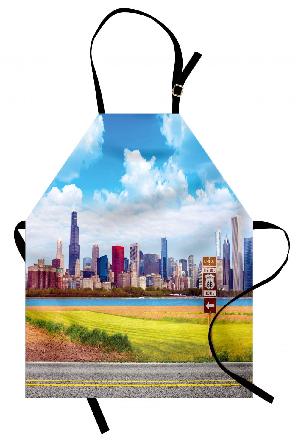 Chicago Skyline Apron Historical Route 66 Highway Background with ...